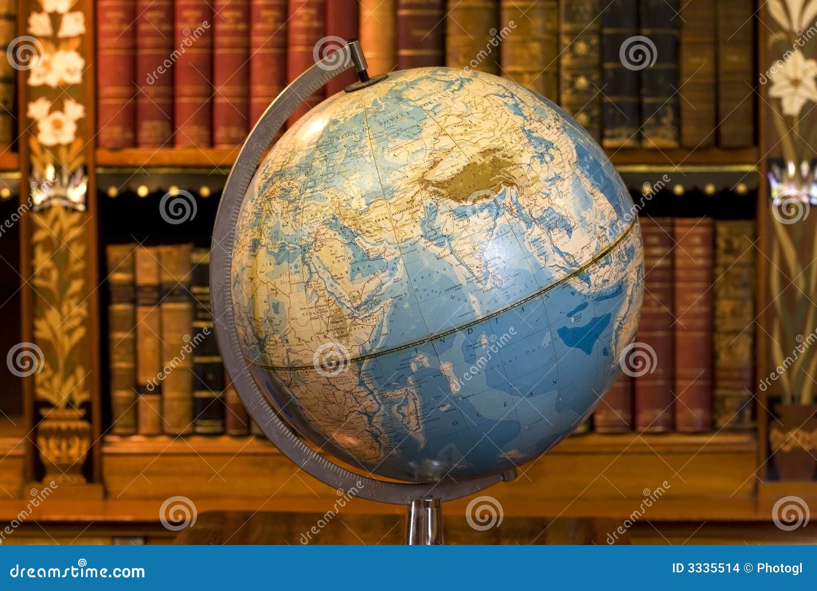 Globe in old library stock photo. Image of book, ancient - 3335514