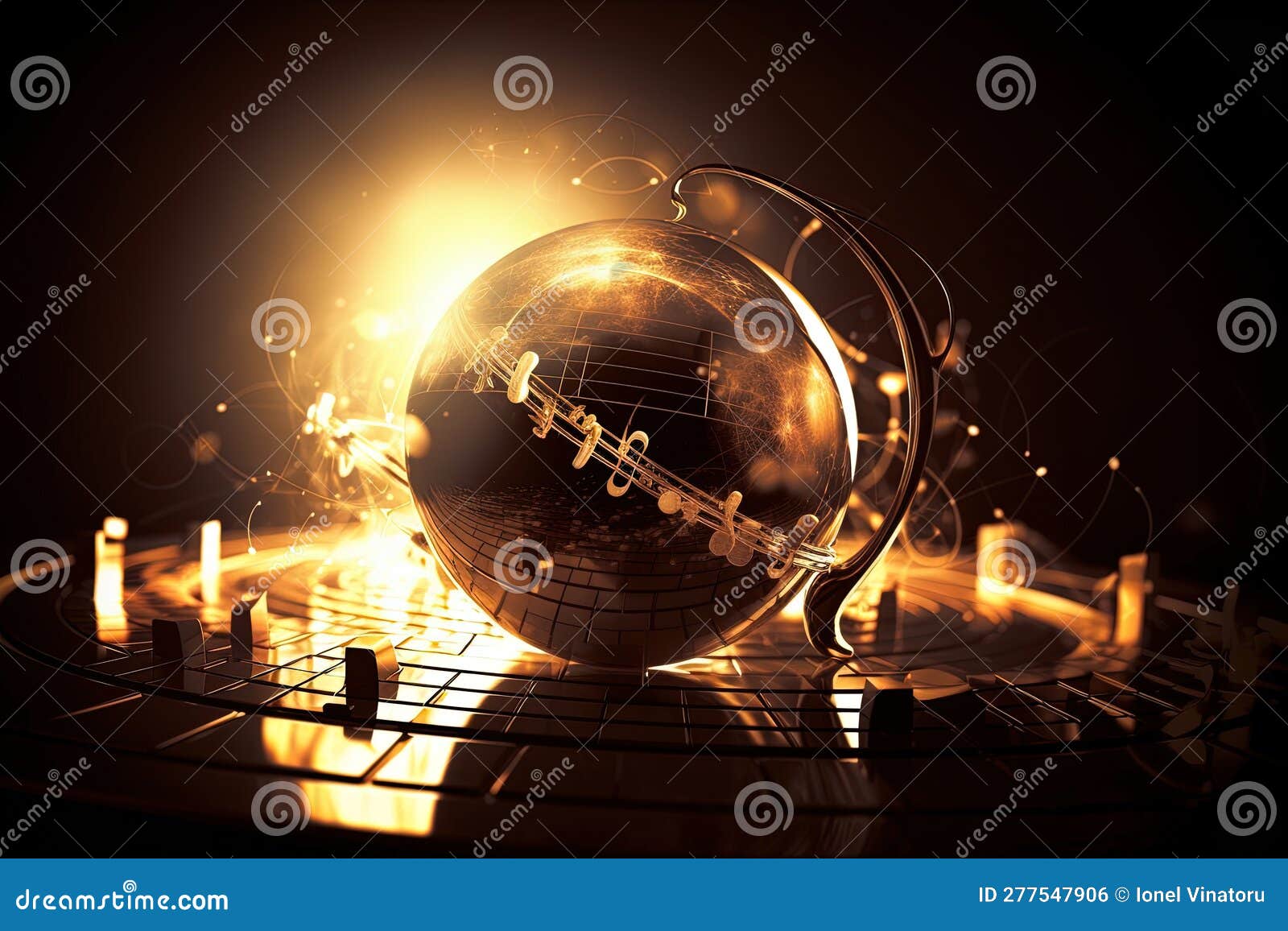 A Globe on a Orange Background and Musical Notes. World Music Day ...