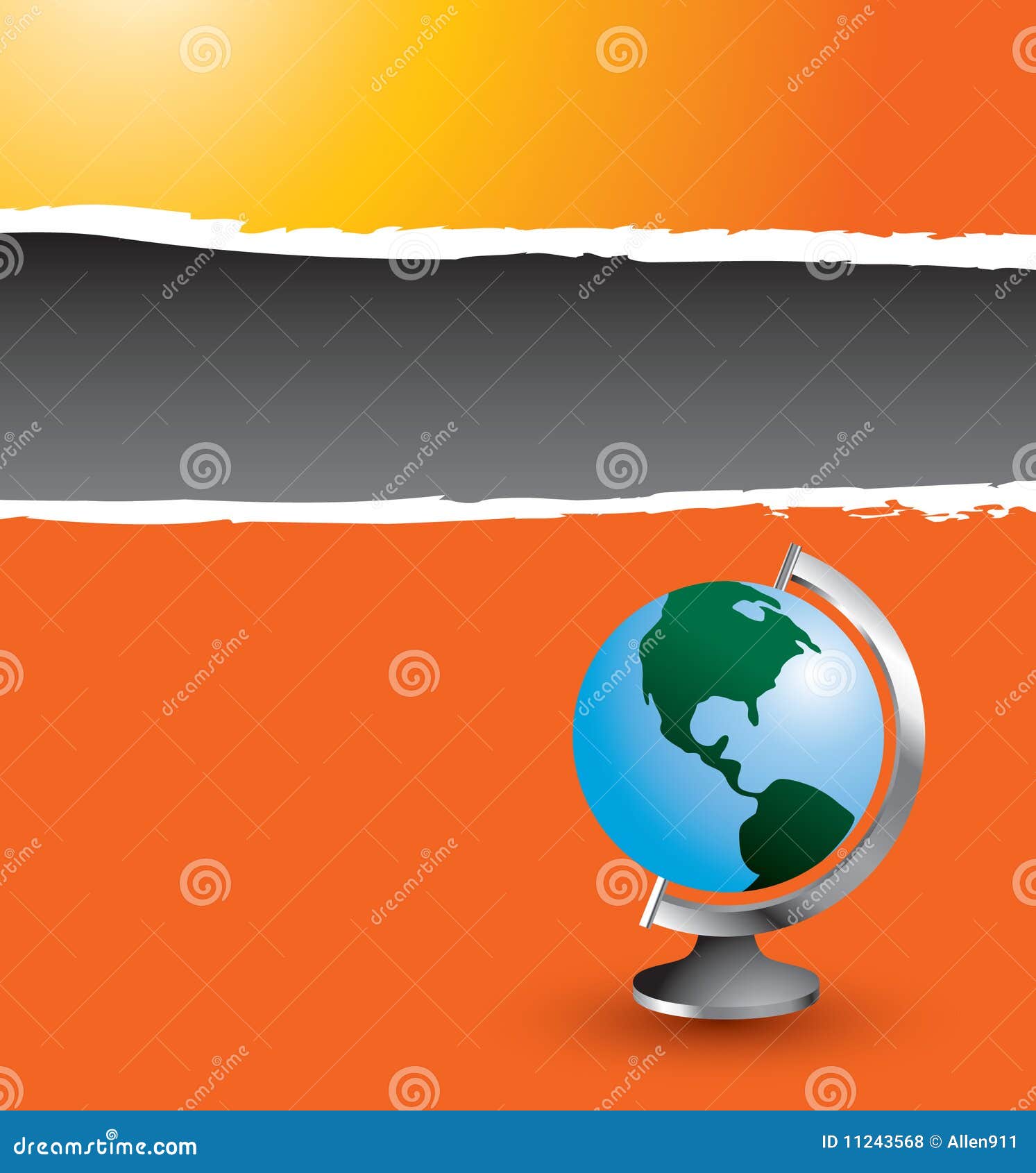 Globe on Orange Ripped Banner Stock Vector - Illustration of graphic ...