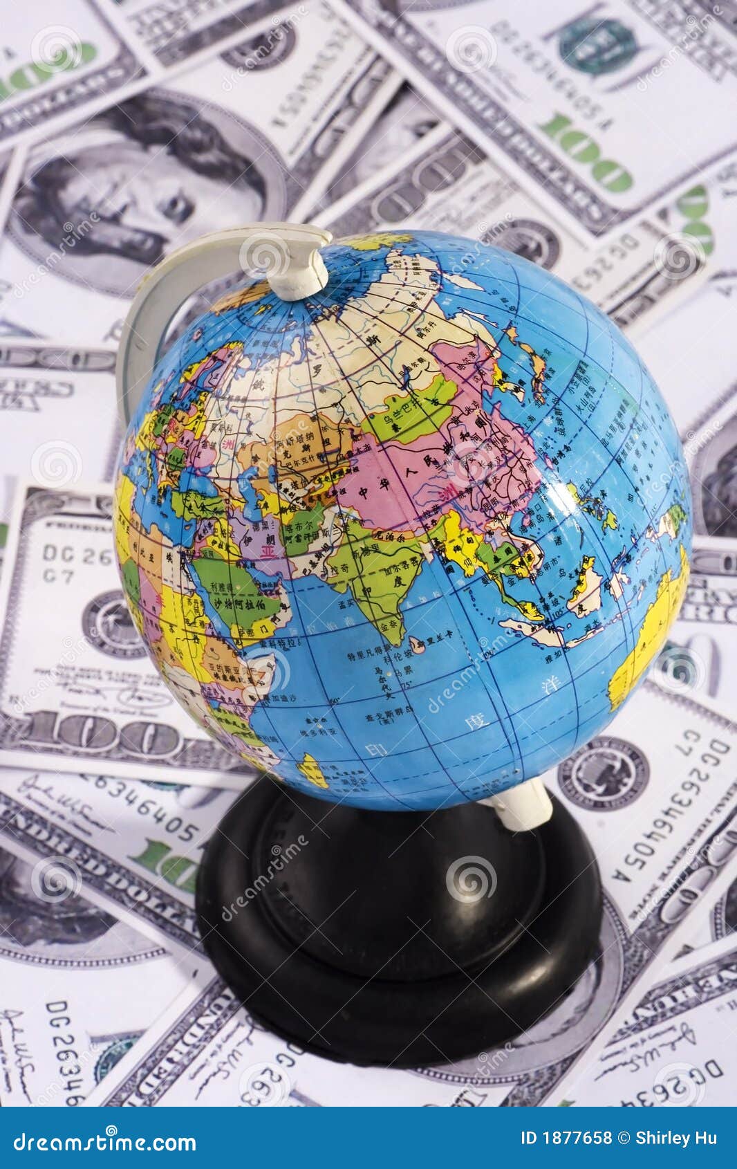 Globe Over Money stock photo. Image of exchange, explore - 1877658