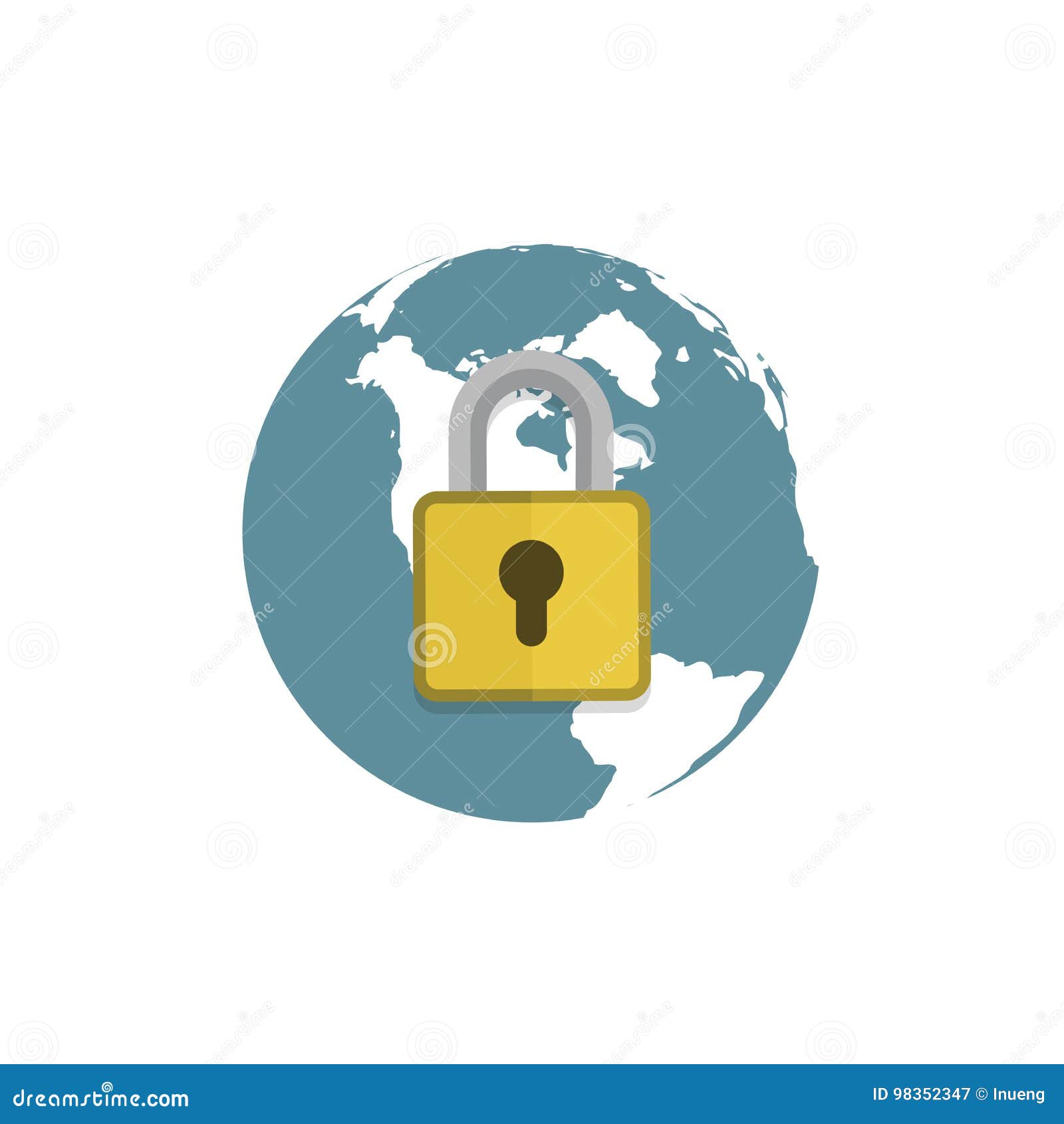 Globe with Padlock Sign. Secure Global Network Symbol Stock Vector ...