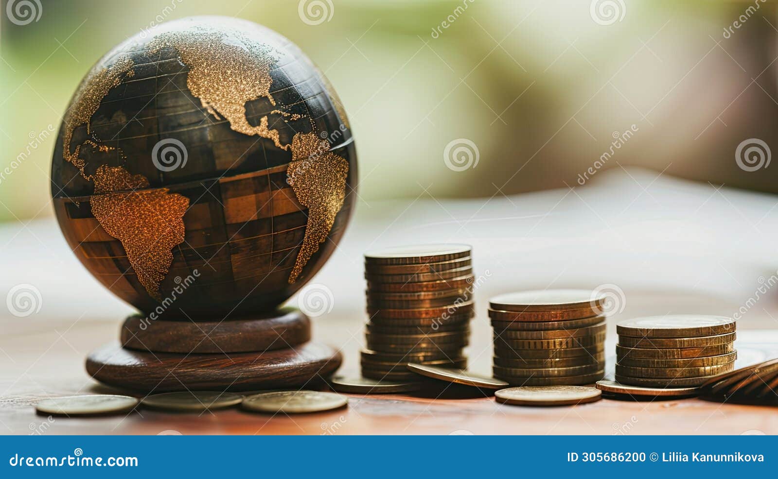 A Globe Paired with a Stack of Coins, Illustrating the Concept that ...