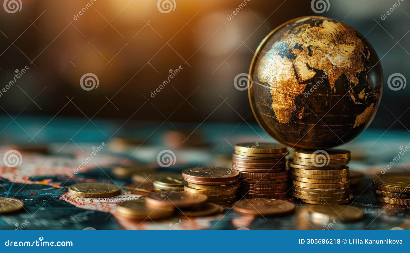 A Globe Paired with a Stack of Coins, Illustrating the Concept that ...