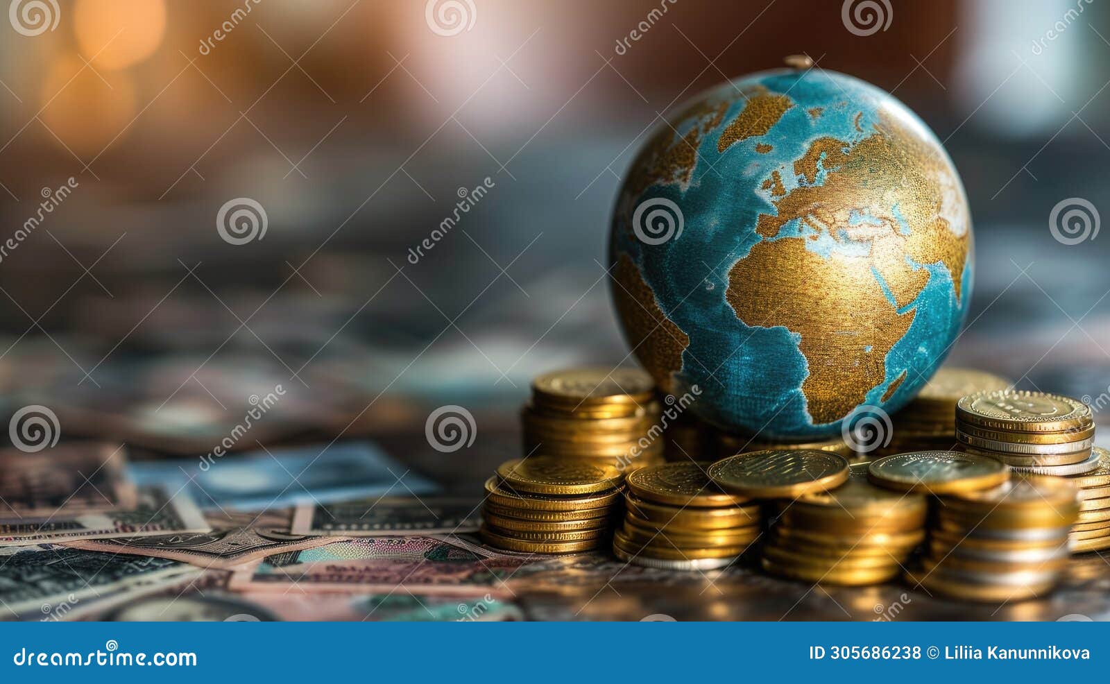 A Globe Paired with a Stack of Coins, Illustrating the Concept that ...