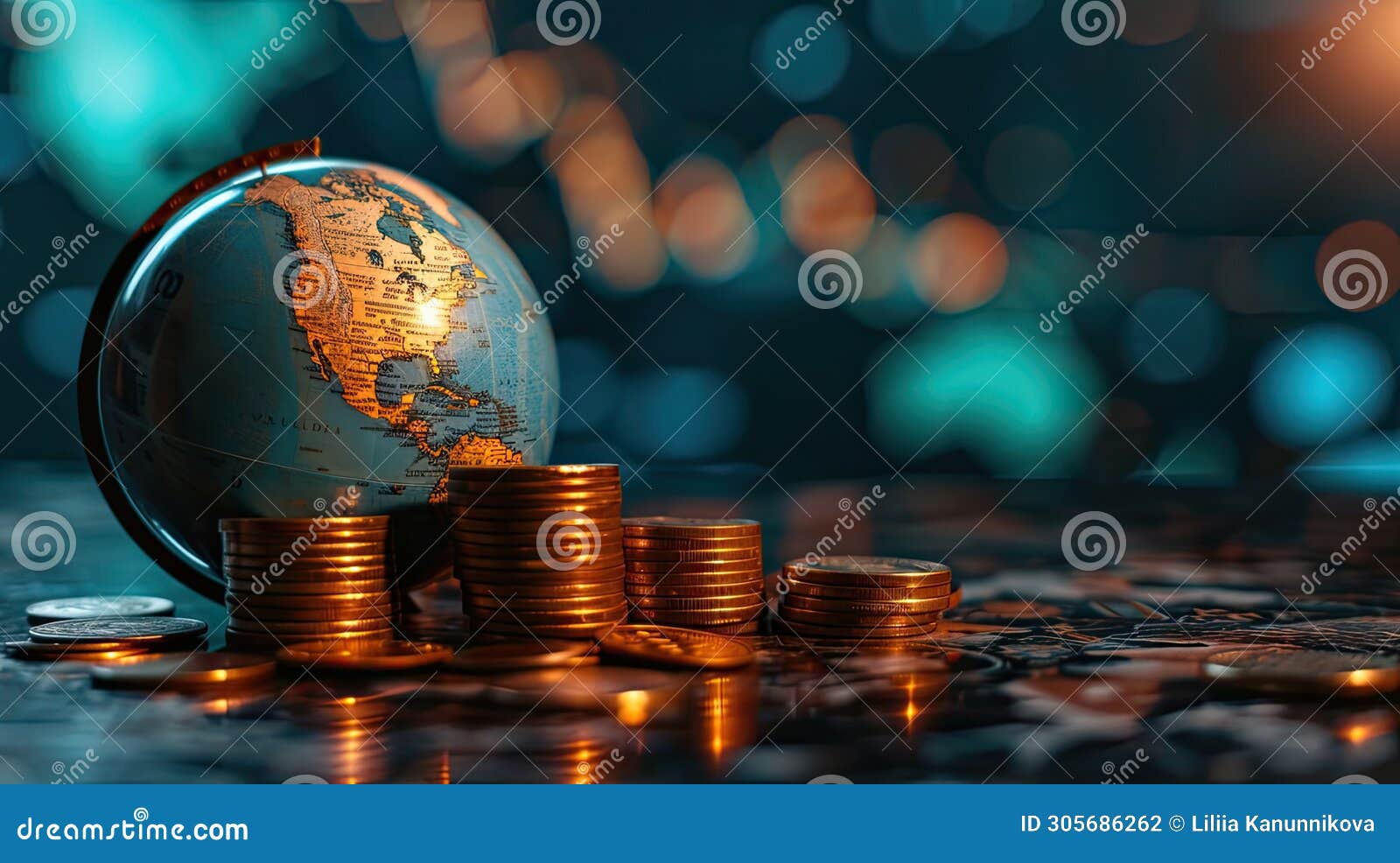 A Globe Paired with a Stack of Coins, Illustrating the Concept that ...