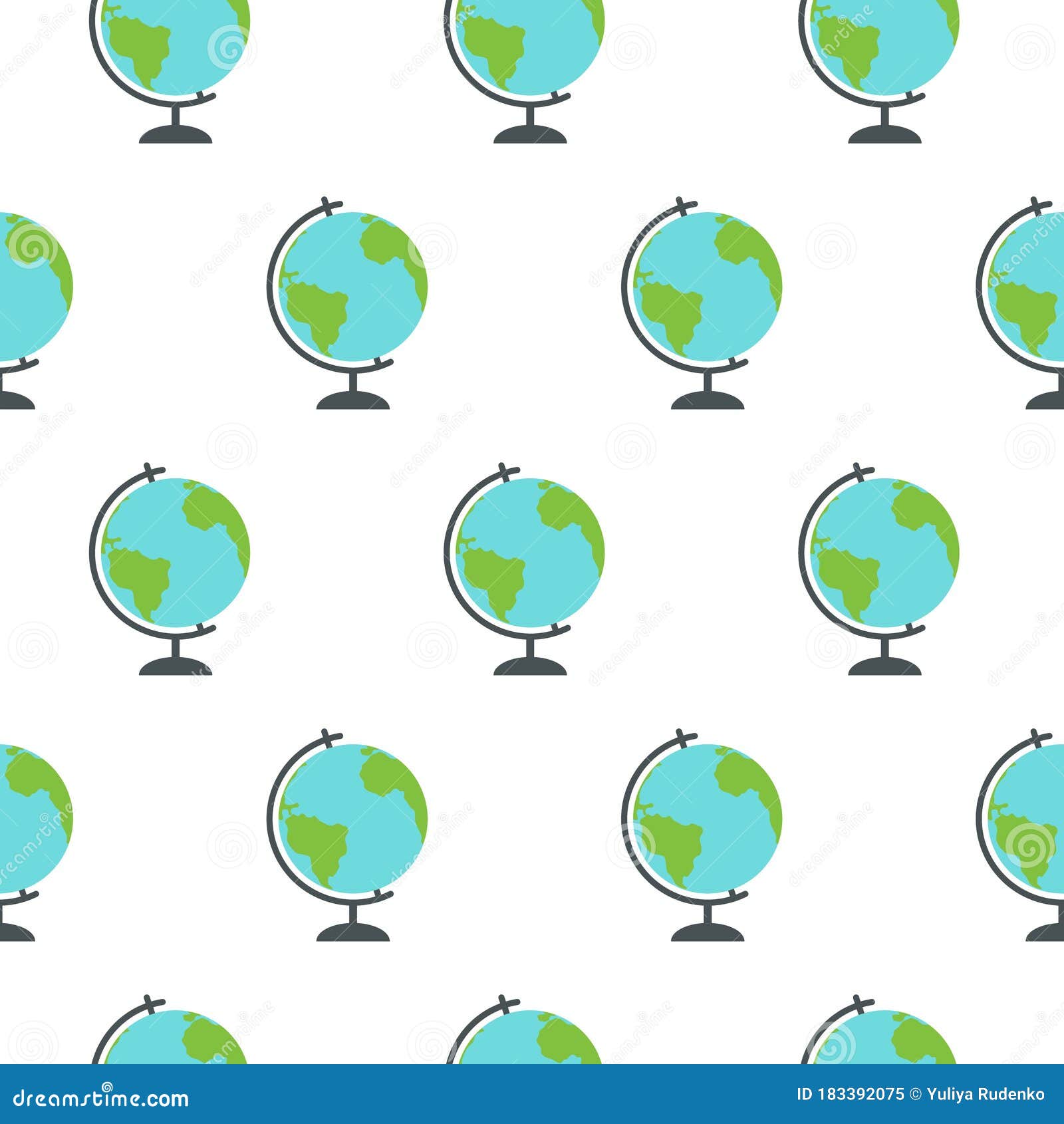 Globe Pattern in Cartoon Style. Seamless Pattern Vector Illustration ...
