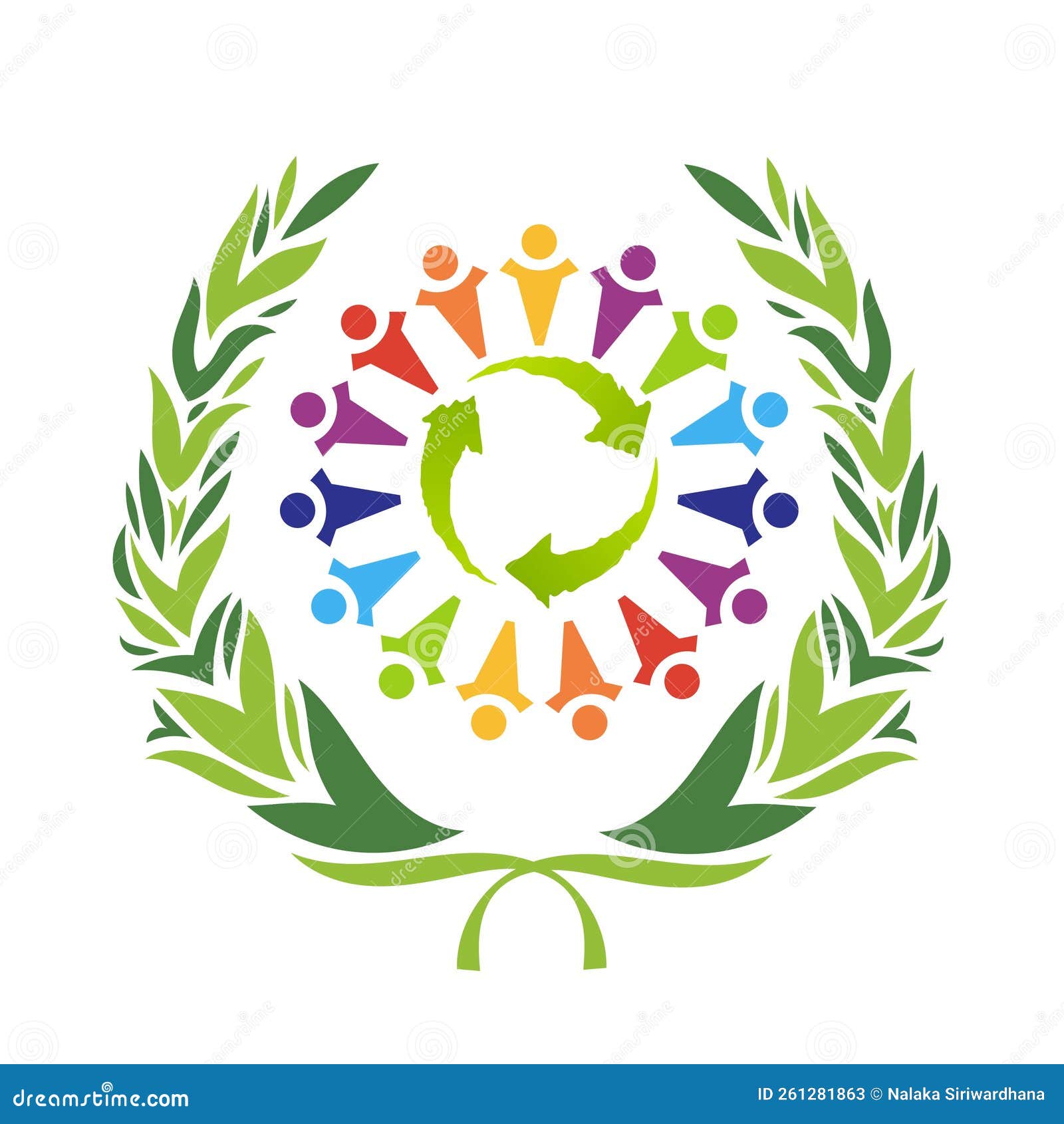 Globe People Logo Icon on White Background. Stock Illustration ...