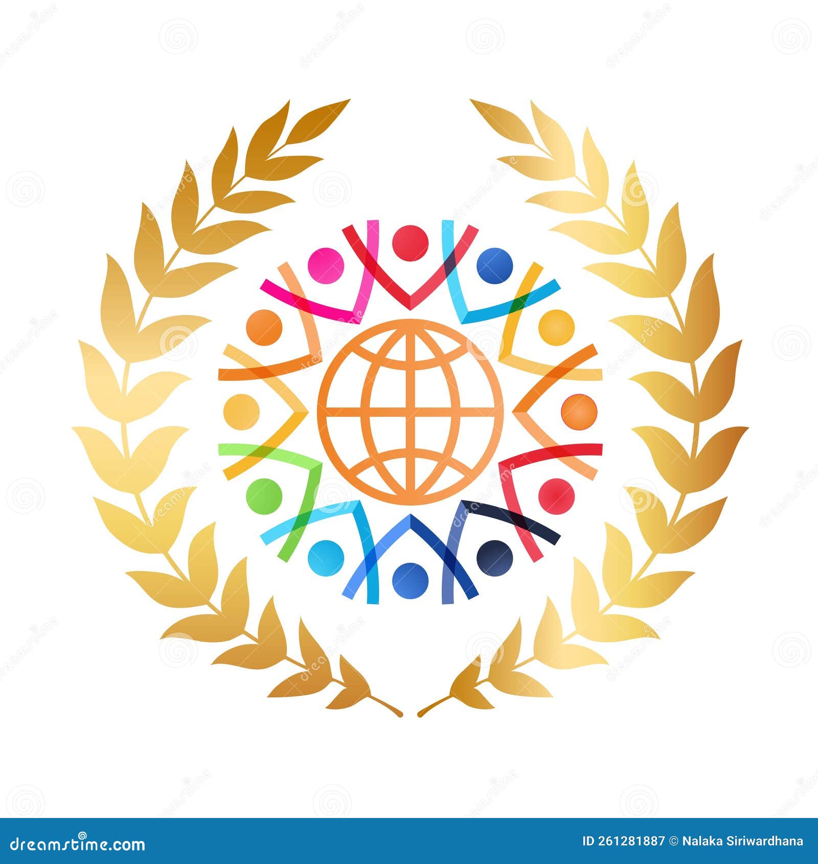 Globe People Logo Icon on White Background. Stock Illustration ...