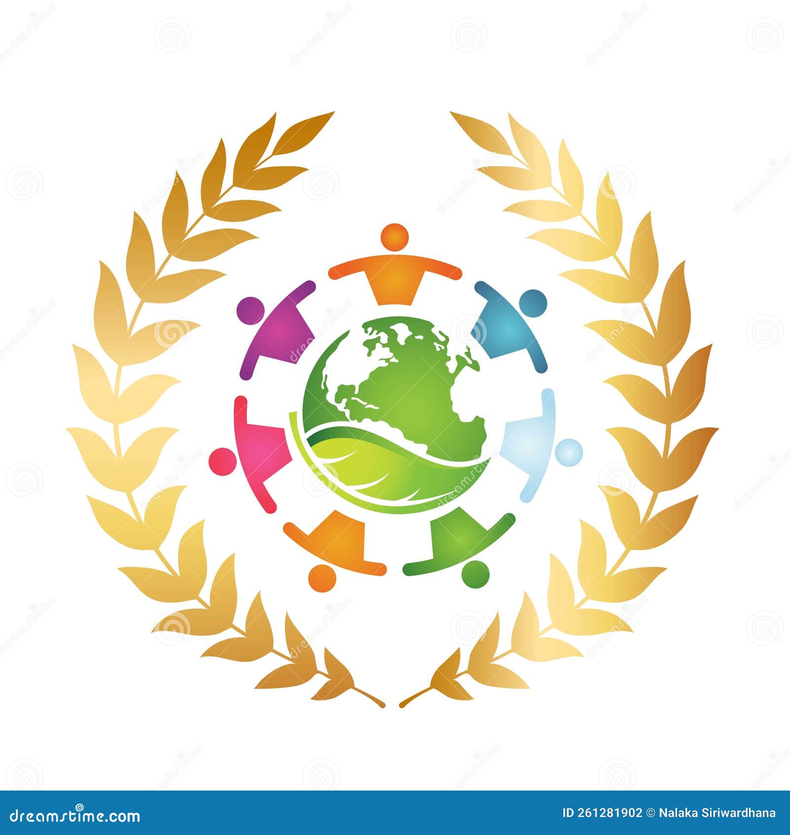 Globe People Logo Icon on White Background. Stock Illustration ...