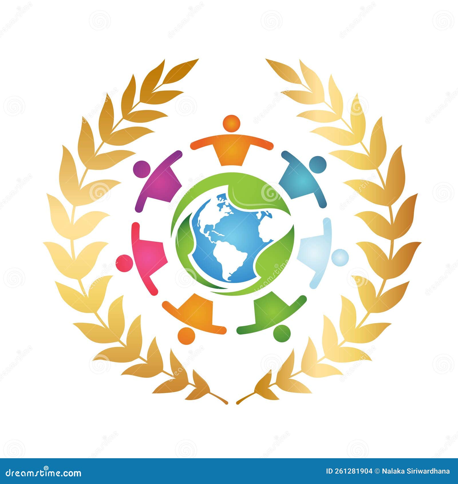 Globe People Logo Icon on White Background. Stock Illustration ...