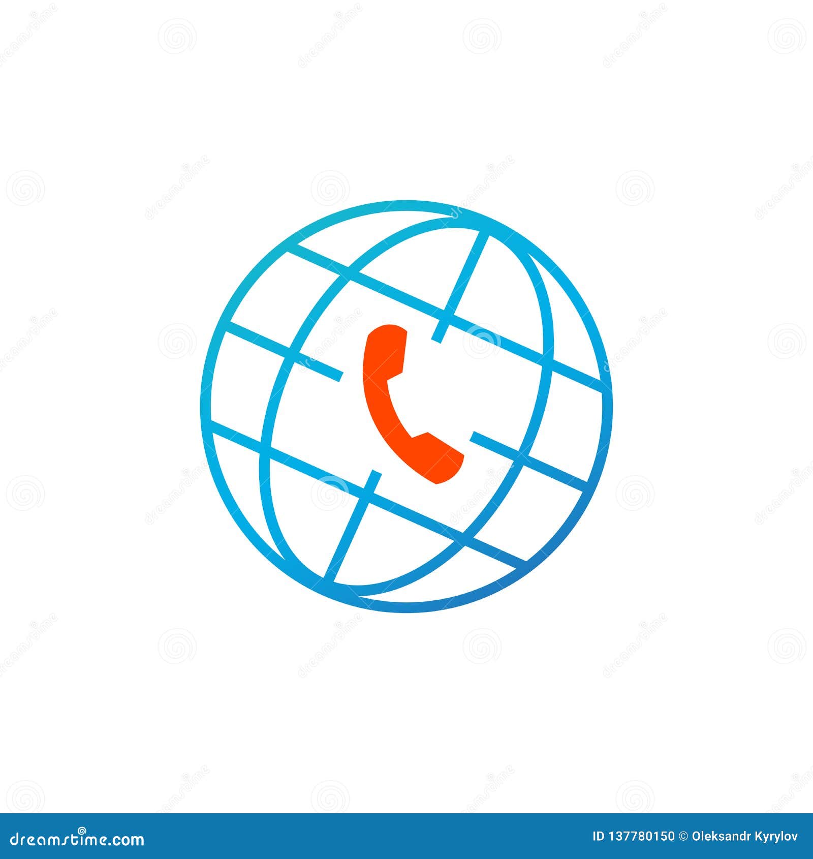 Globe and Phone Icon, Global Client Support, Call Center. Vector ...