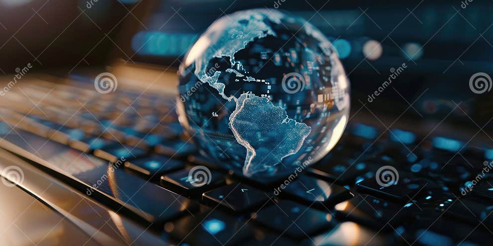 A Globe Placed on Top of a Computer Keyboard, Suitable for Technology ...