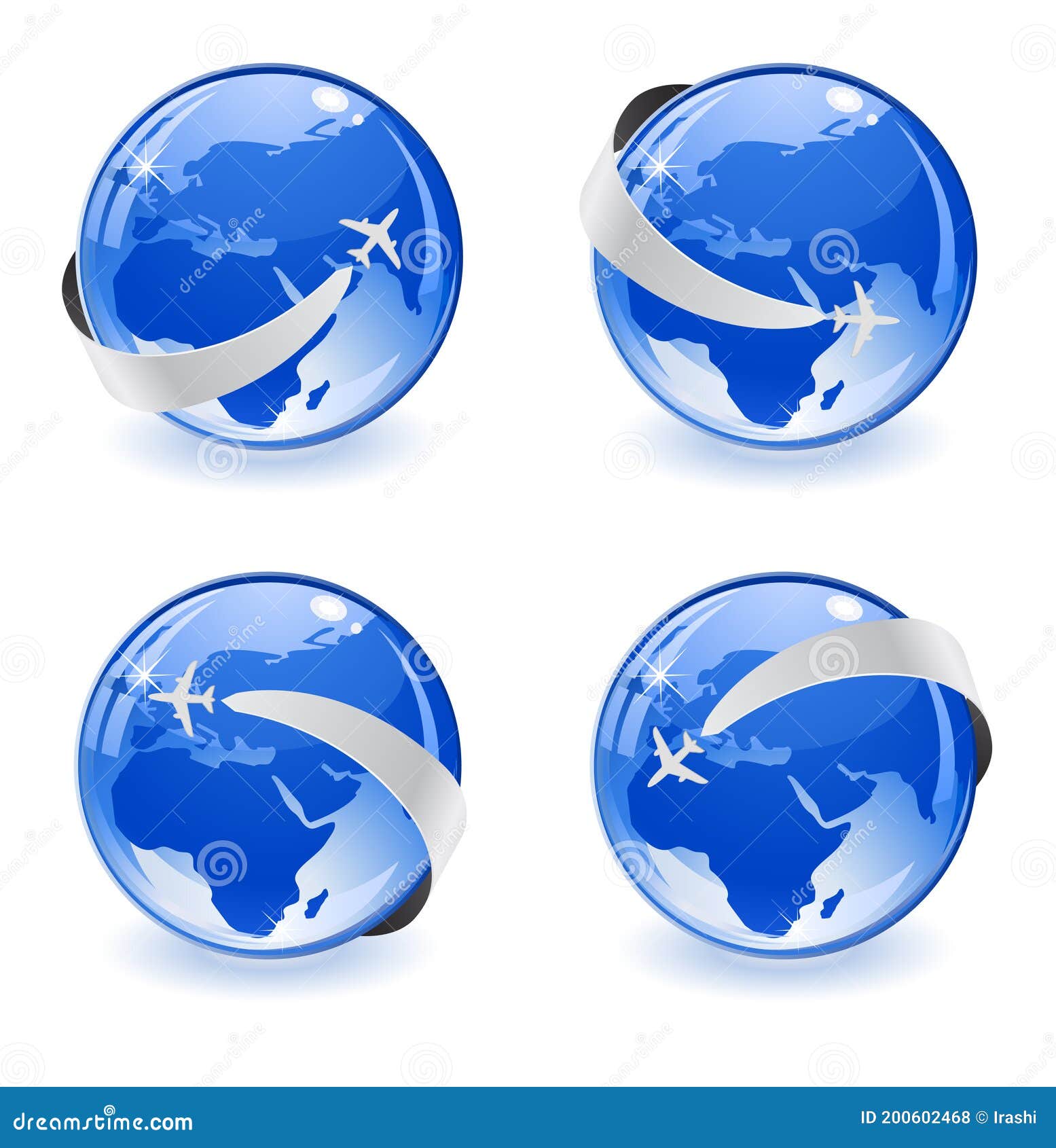 Globe with plane stock vector. Illustration of transportation - 200602468