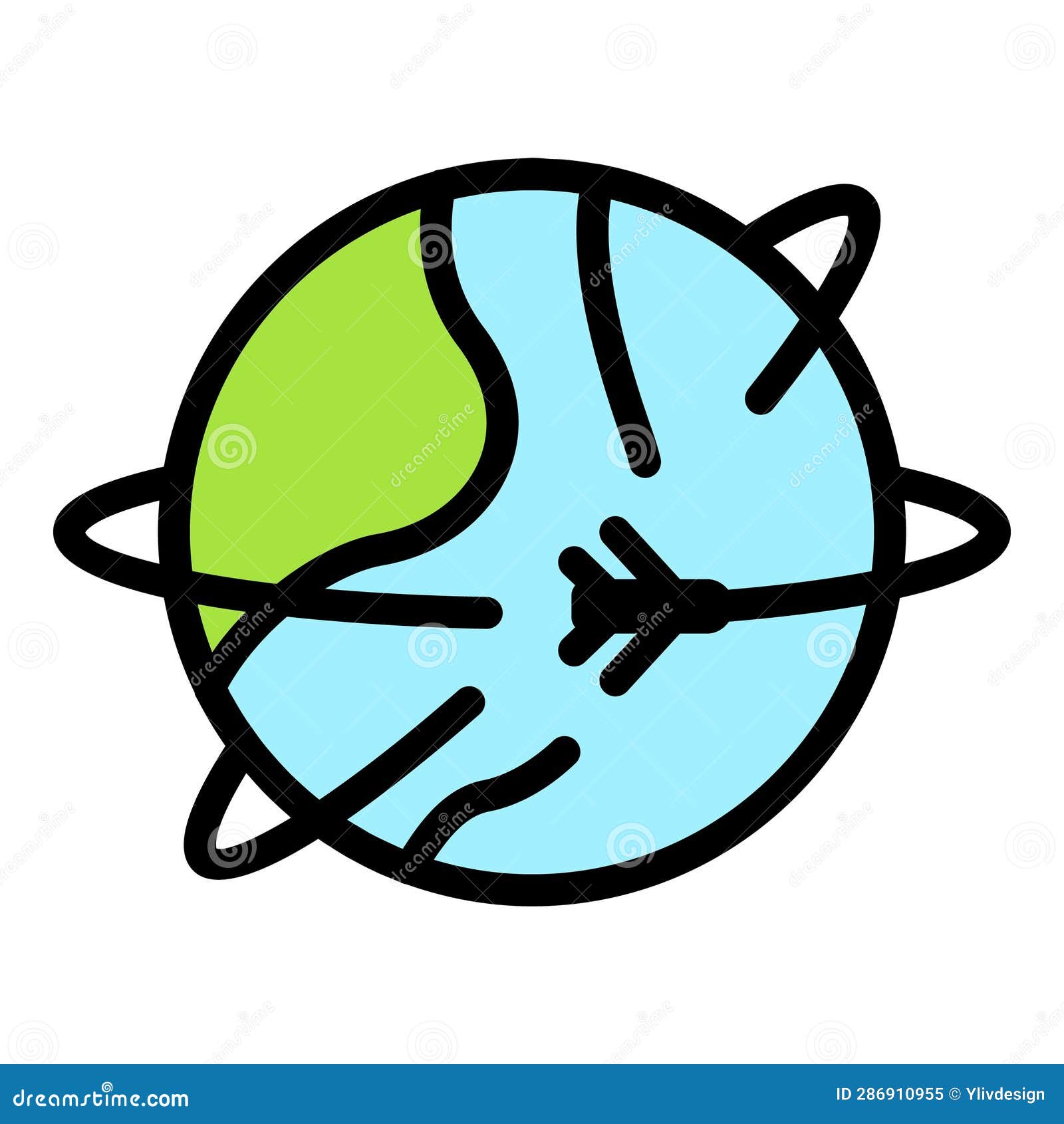 Globe Plane Icon Vector Flat Stock Illustration - Illustration of ...