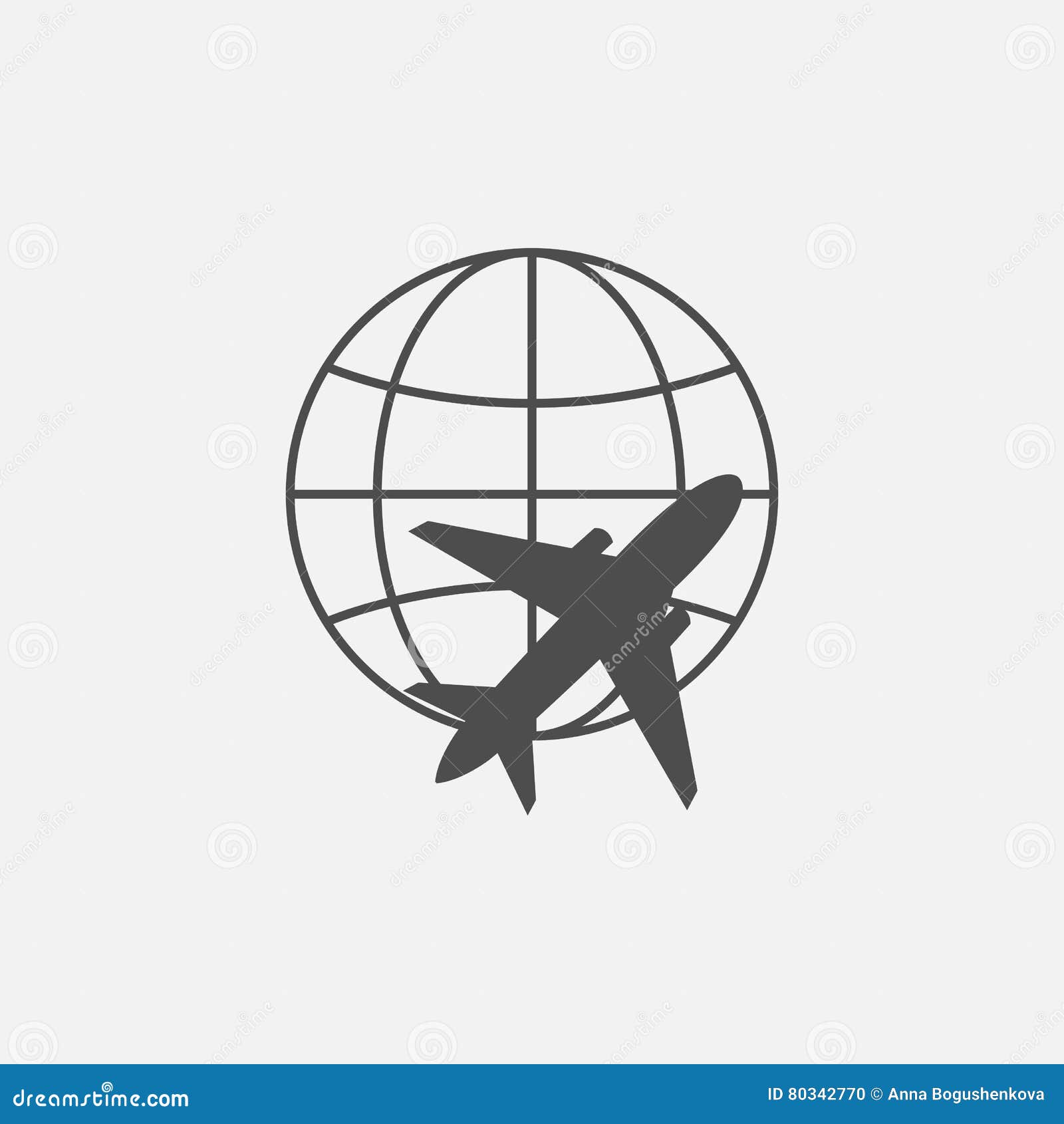 Globe and Plane Icon Vector Line Illustration Stock Vector ...