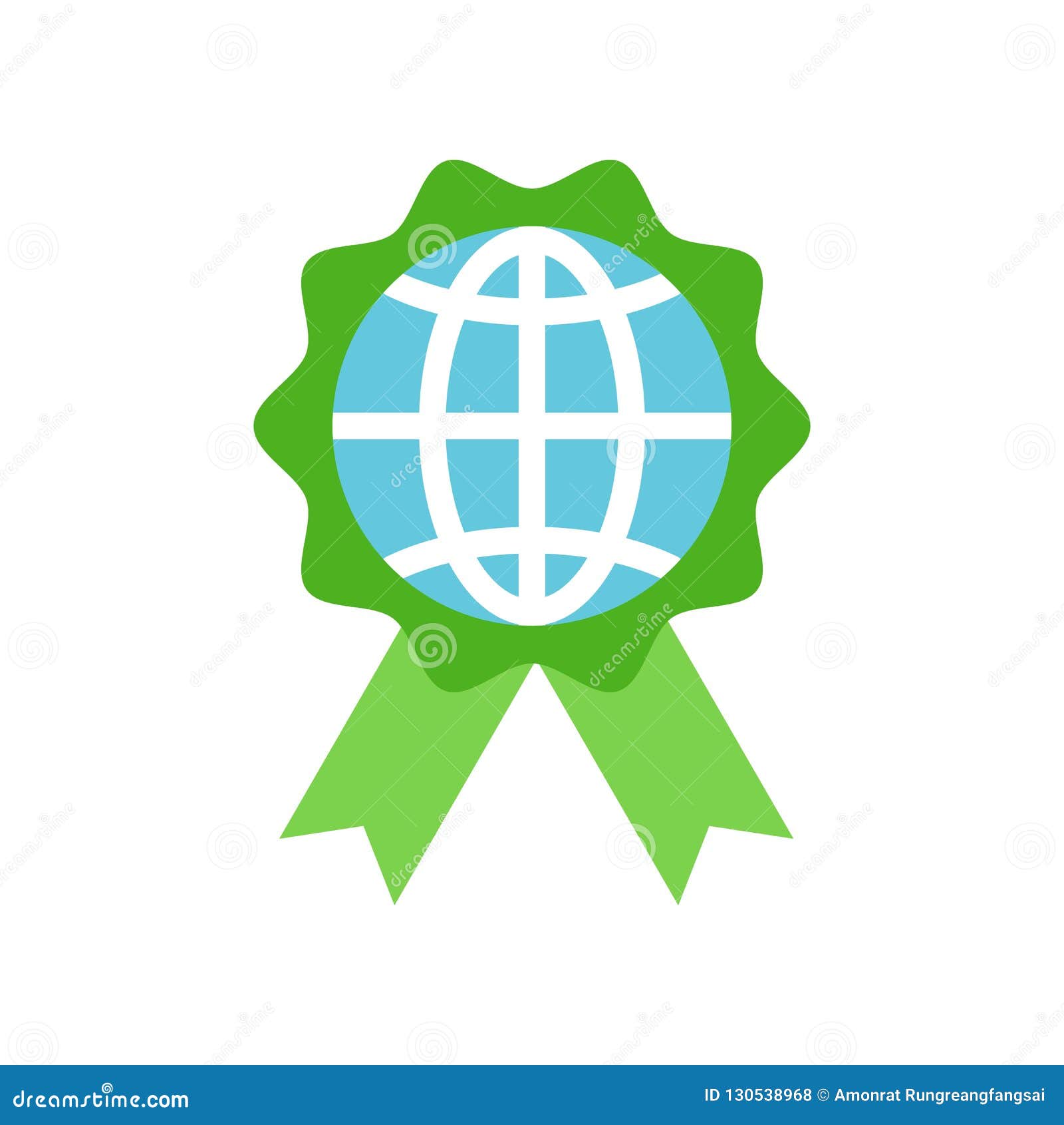 Globe or Planet Earth Icon on Green Badge Flat Design Stock Vector ...