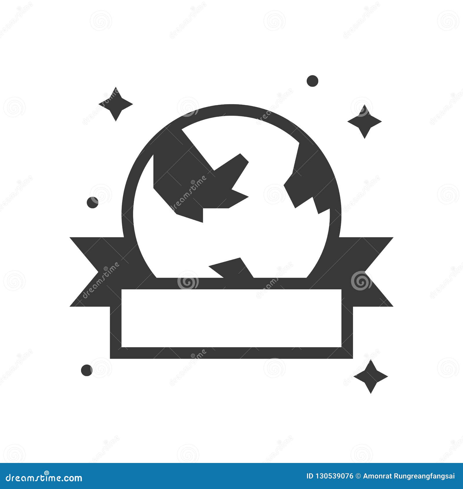 Globe or Planet Earth Icon with Ribbon Stock Vector - Illustration of ...