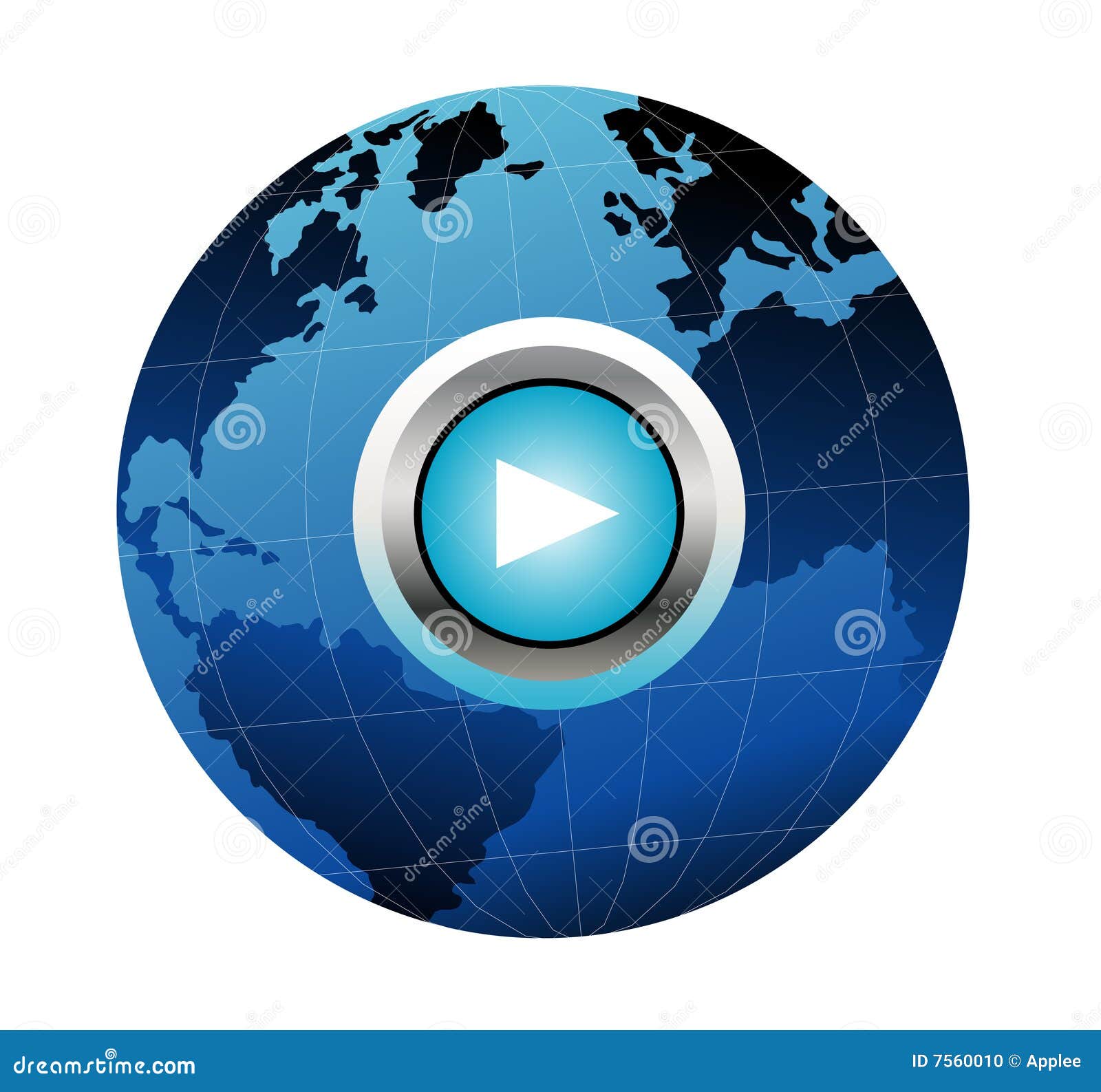 Earth with play button stock vector. Illustration of graphic - 7560010