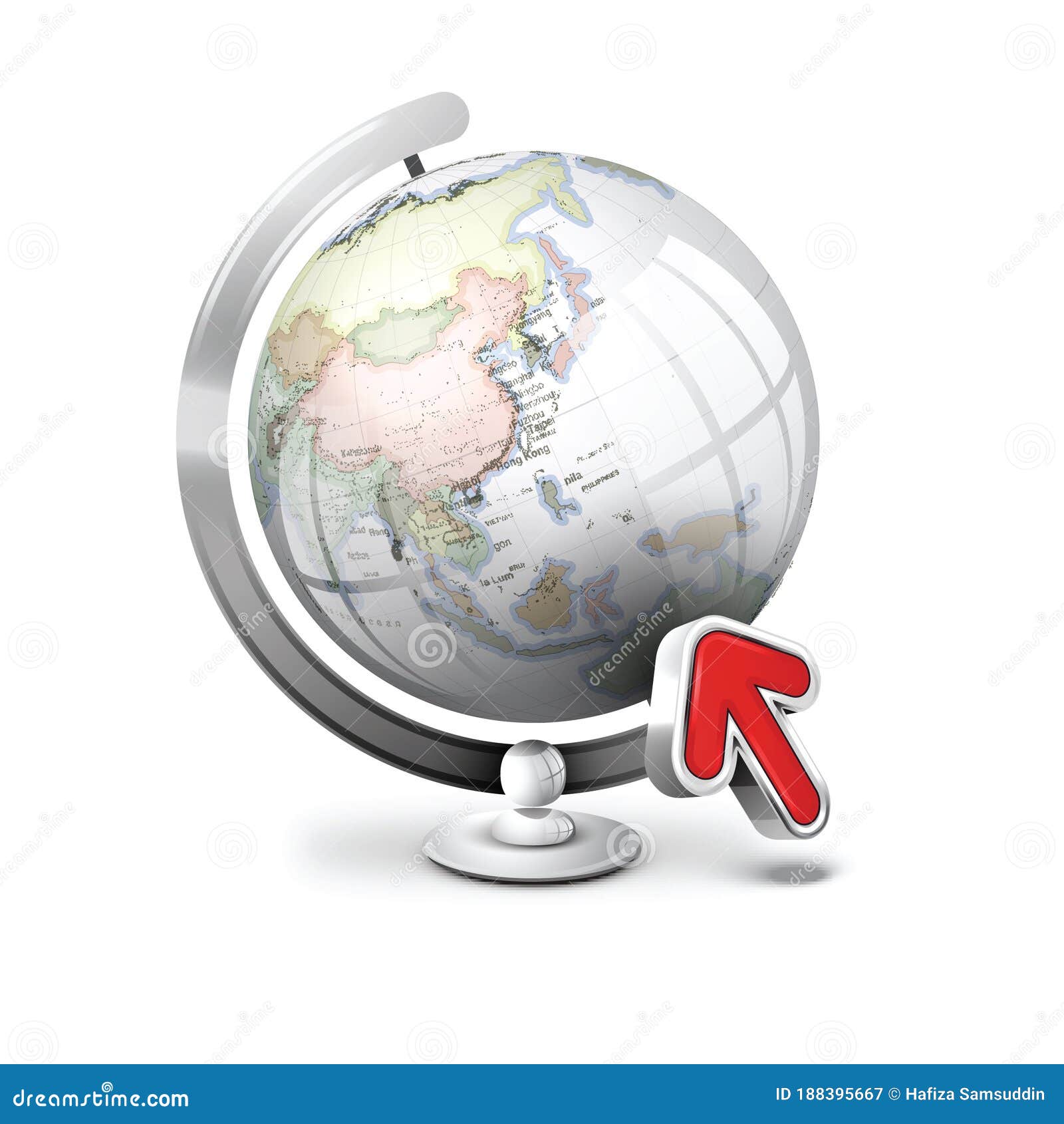 Globe with Pointer. Vector Illustration Decorative Design Stock Vector ...
