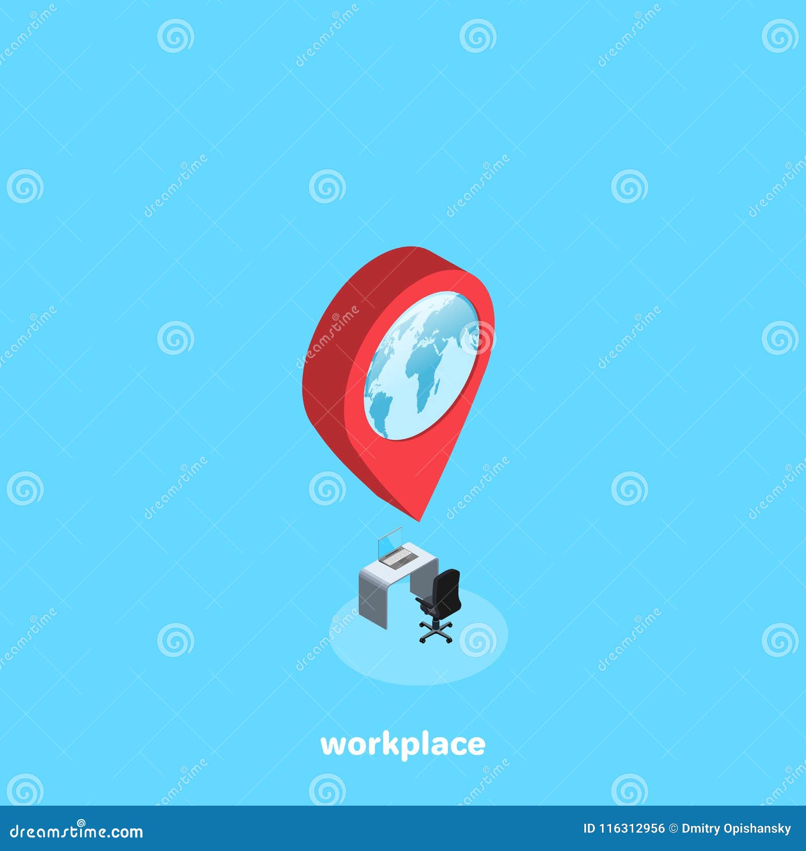Globe at the Position of Something Important Workplace Stock Vector ...