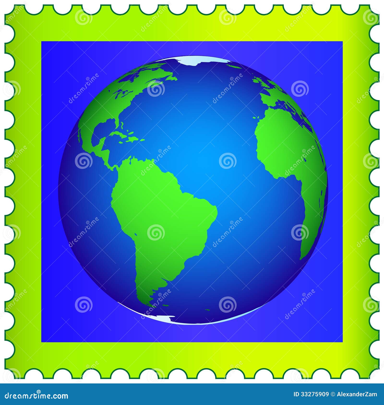 Globe on the postage stamp stock vector. Illustration of globalization ...