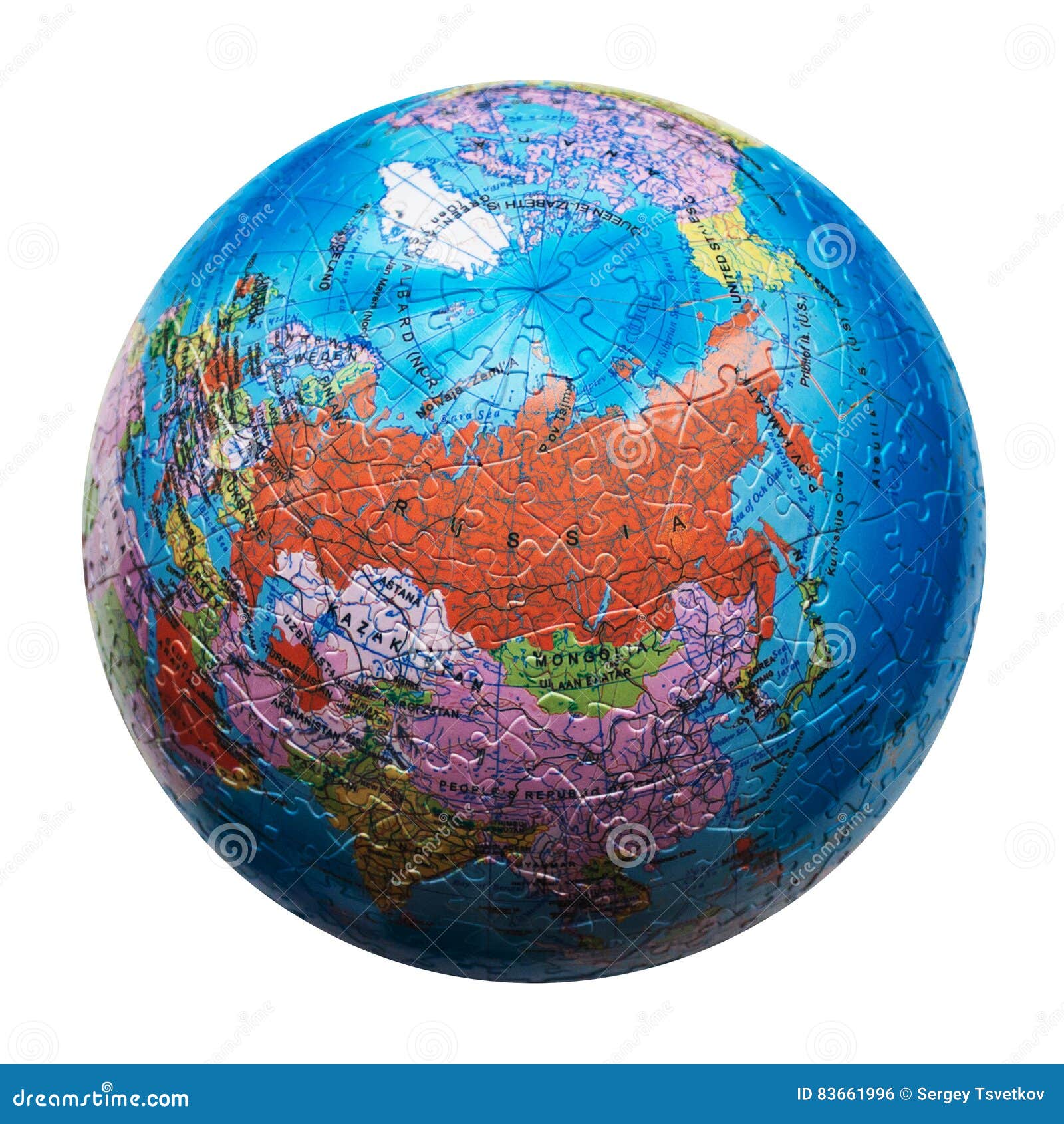Globe Puzzle Isolated. Map of Russia Stock Photo - Image of arctic ...