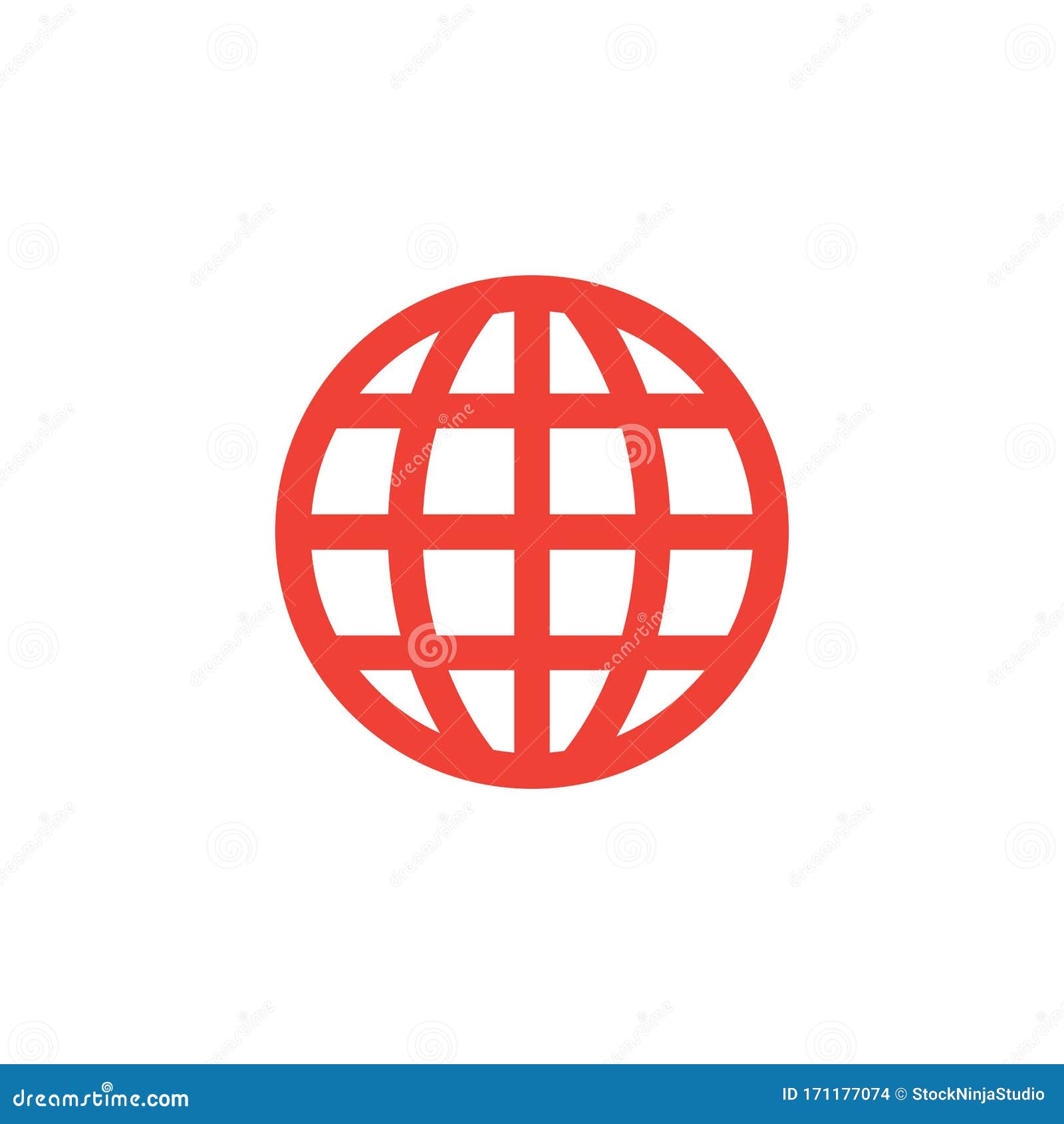 Globe Red Icon on White Background. Red Flat Style Vector Illustration ...