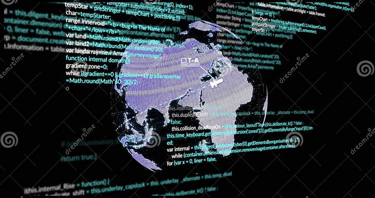 Globe with Red Target Image Over Programming Code and Data Stock Image ...