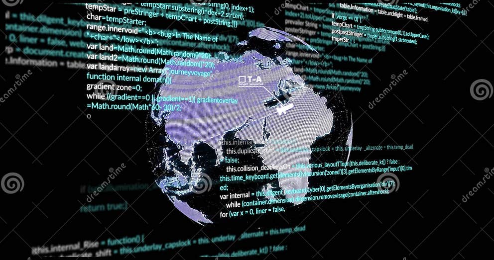 Globe with Red Target Image Over Programming Code and Data Stock Image ...