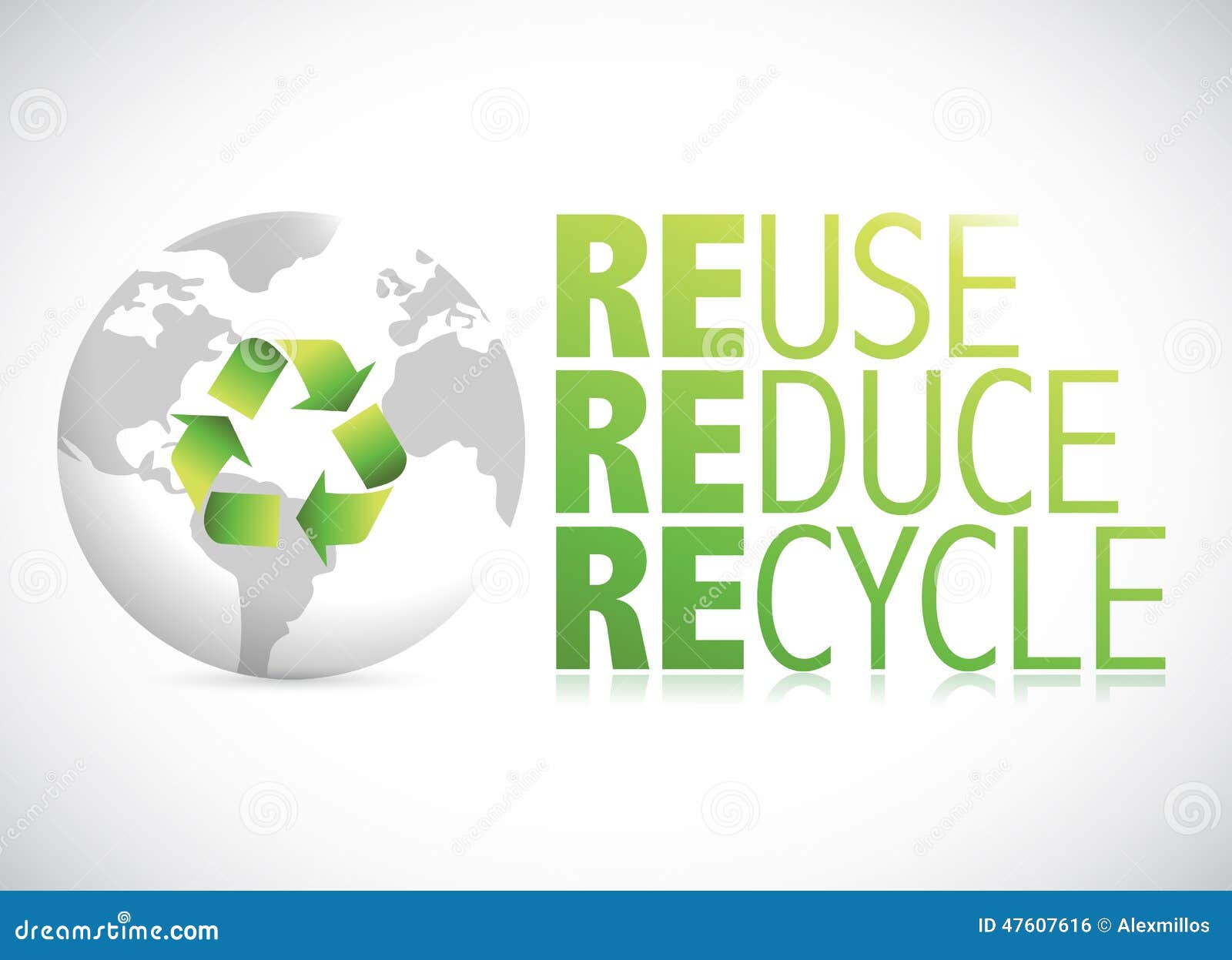 Globe Reduce, Reuse, Recycle Sign Stock Illustration - Illustration of ...