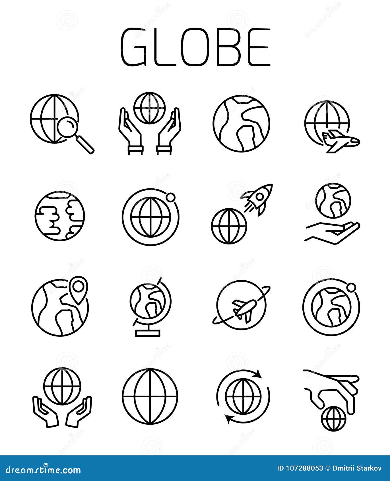 Globe Related Vector Icon Set. Stock Vector - Illustration of business ...