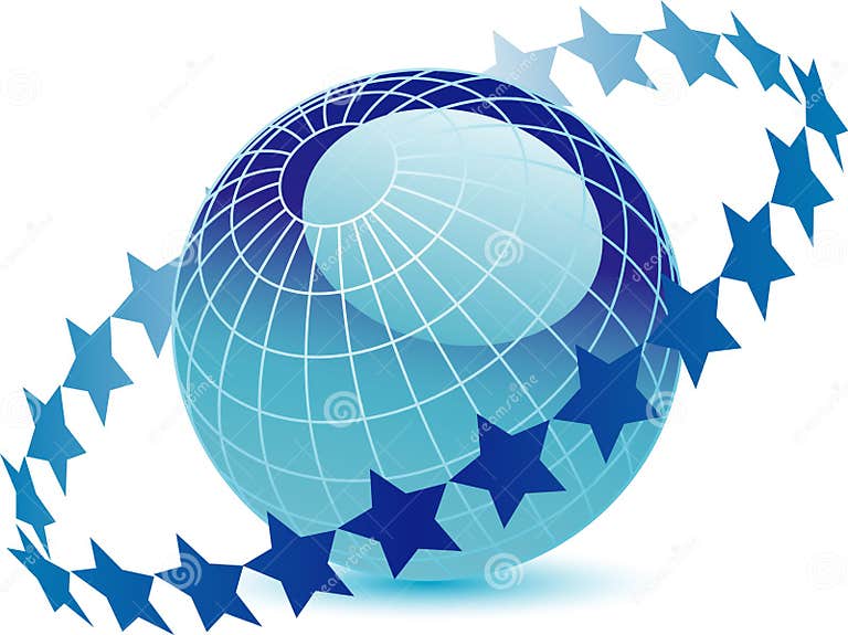 Globe with ring of stars stock vector. Illustration of generated - 6220715