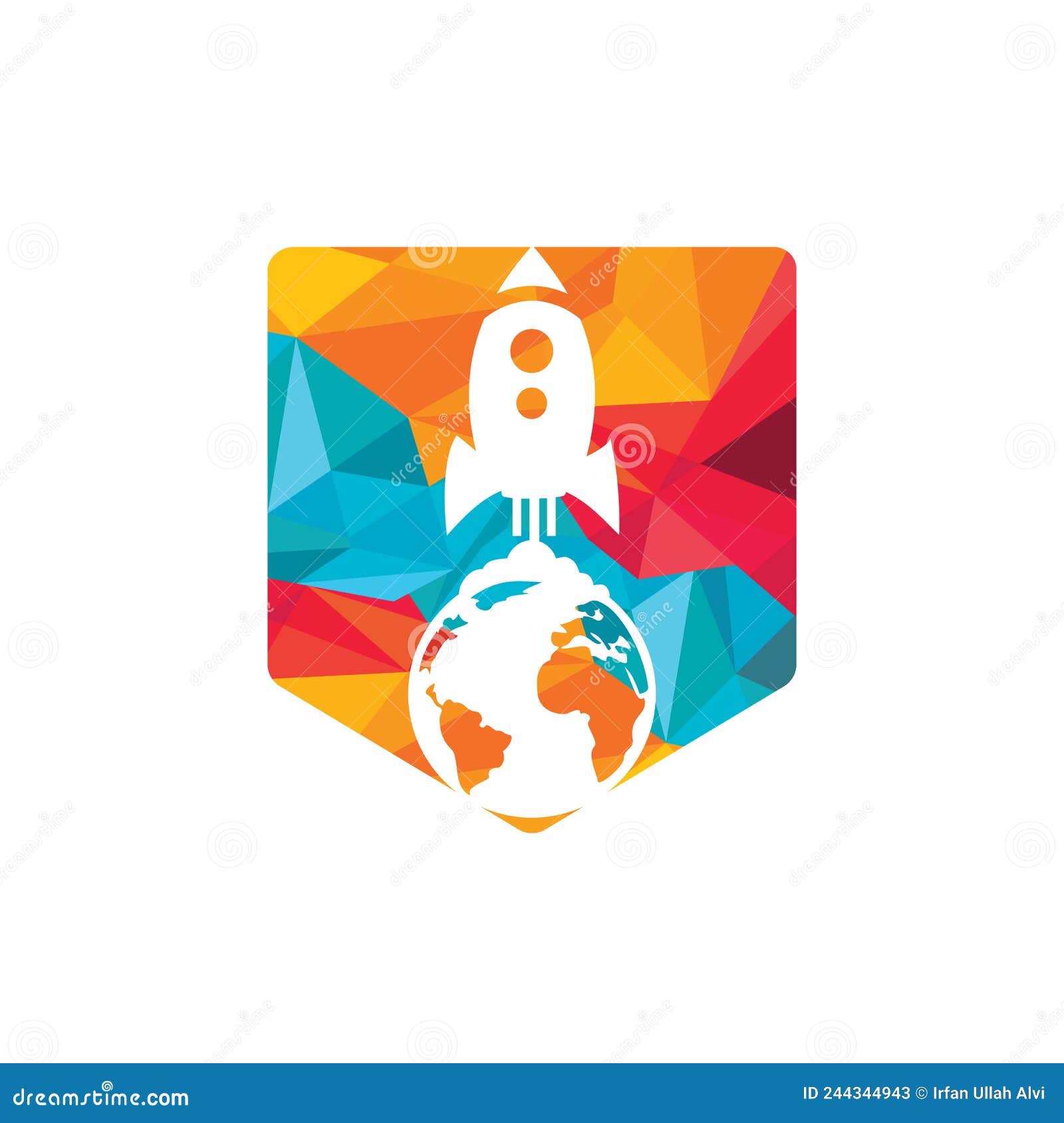 Globe Rocket Vector Logo Design Template. Fast Connect Logo Concept ...