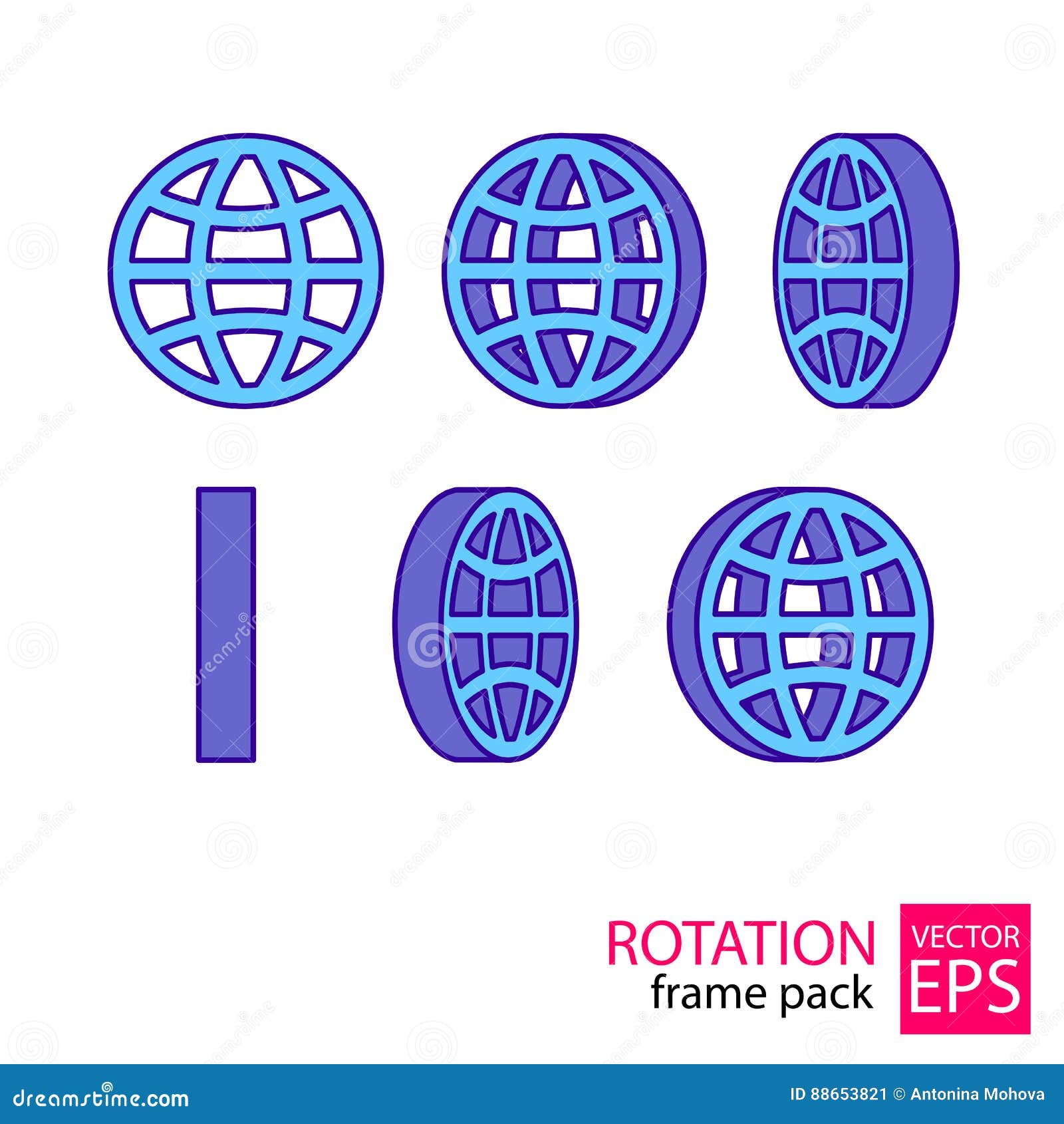 The Globe Rotating Icon Set of Frames Stock Vector - Illustration of ...