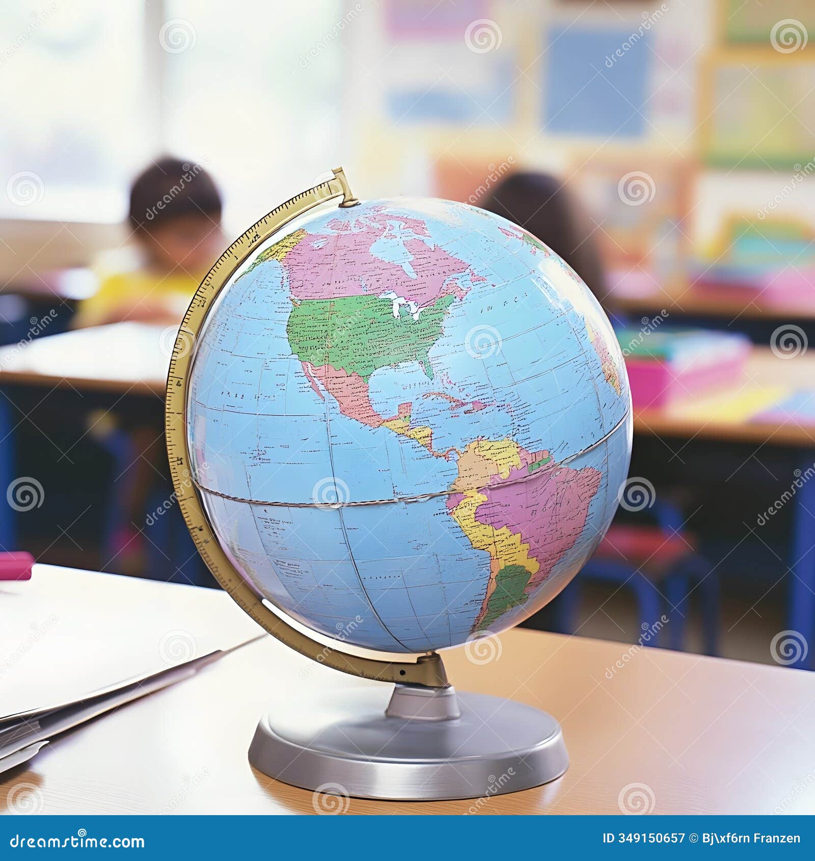 Globe in a School Classroom Education Geography Map Stock Illustration ...