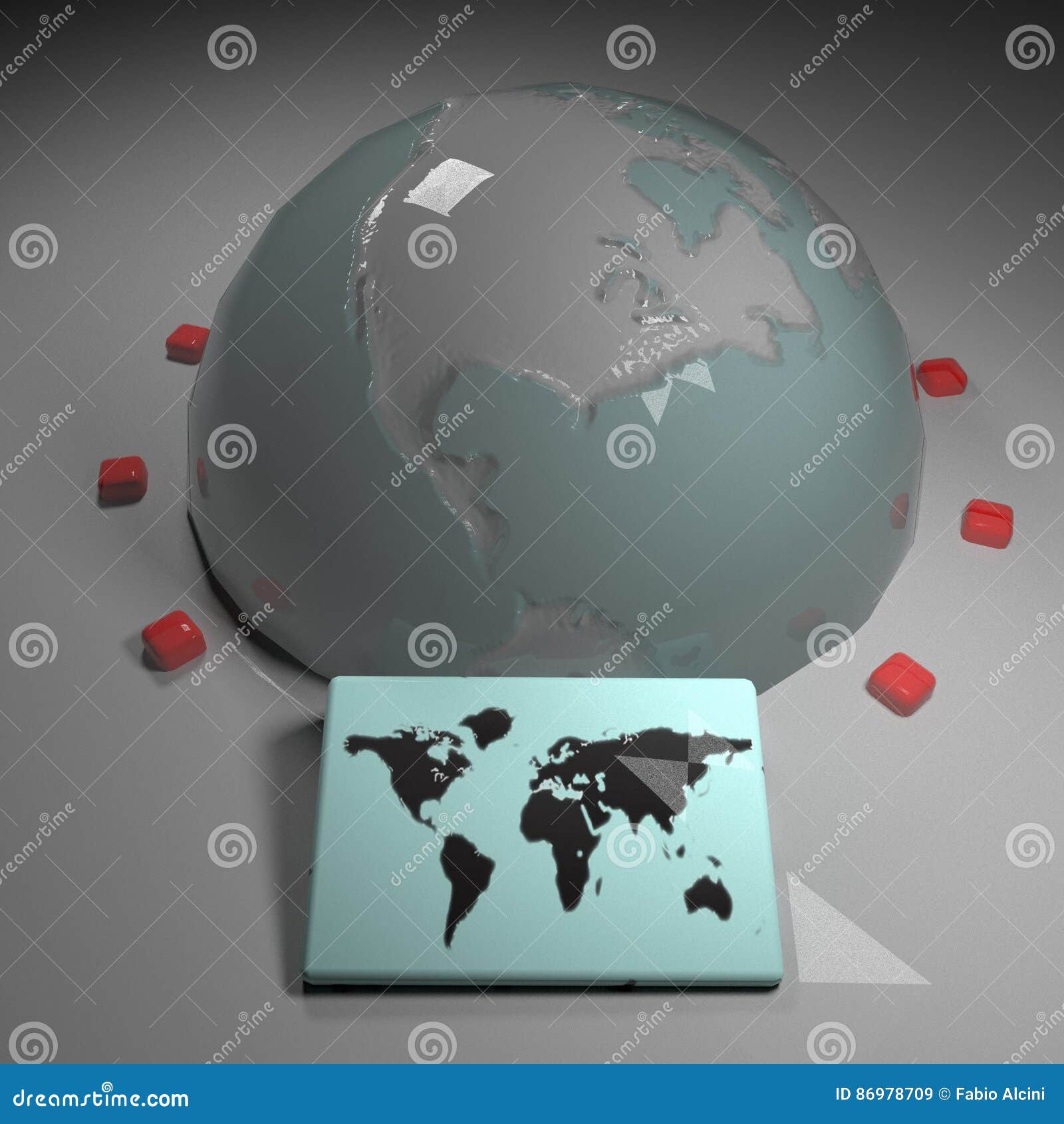 Globe with Screen and Buttons Stock Illustration - Illustration of ...