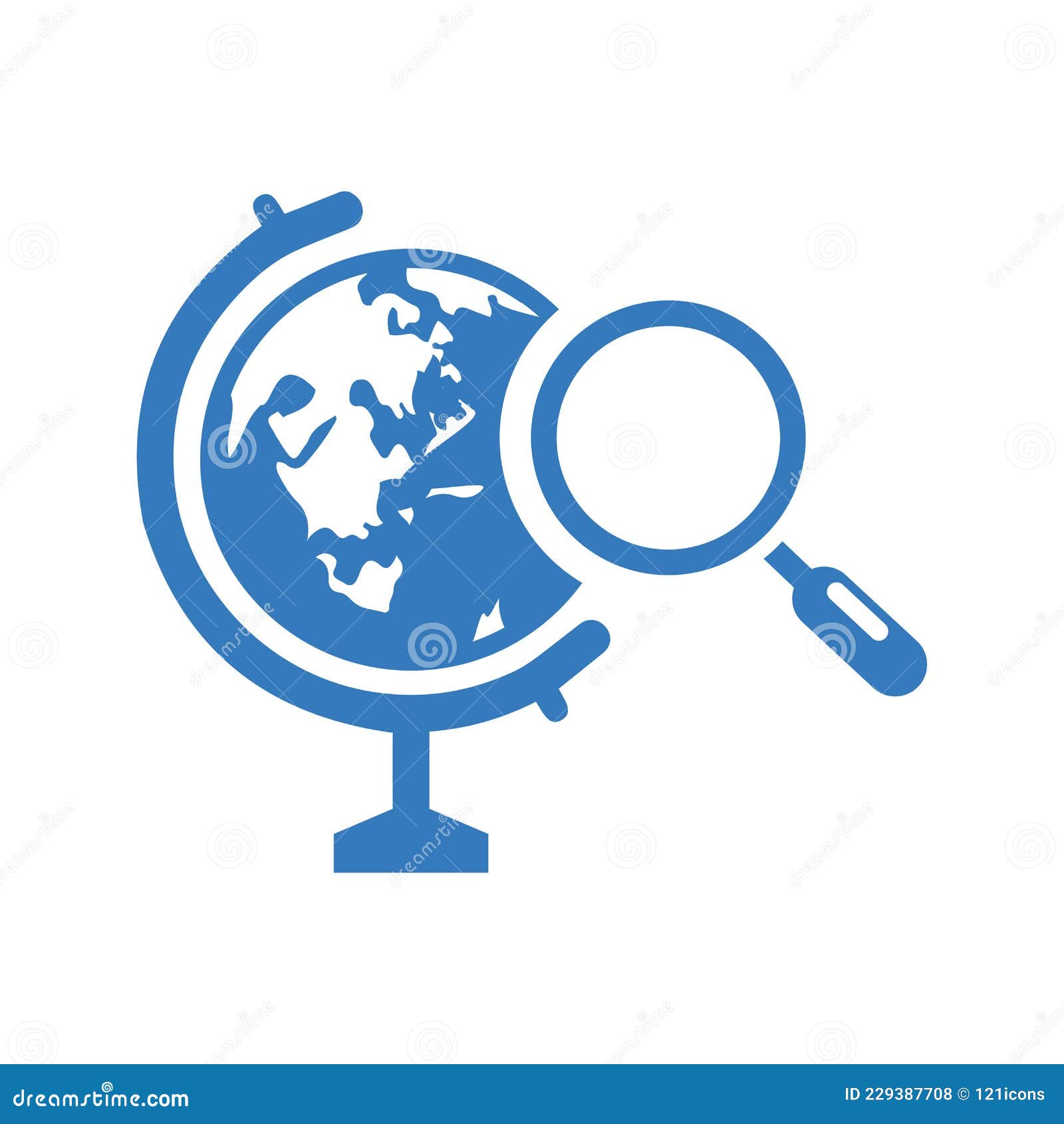 Globe, Search Icon. Blue Vector Design Stock Vector - Illustration of ...