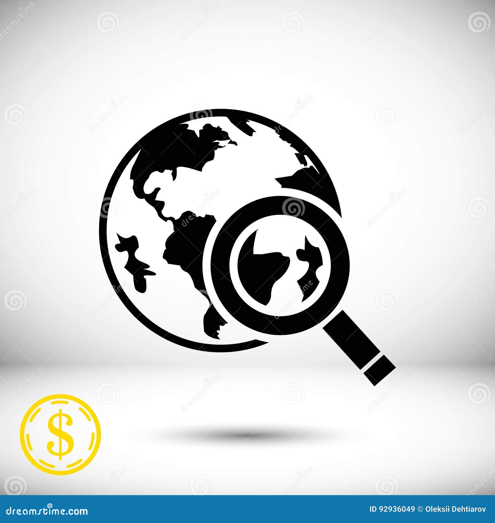 Globe Search Icon Stock Vector Illustration Flat Design Stock Vector ...
