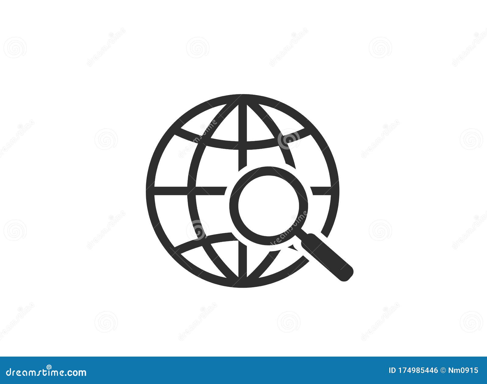 Globe Search Icon. World Earth and Magnifying Glass Stock Vector ...