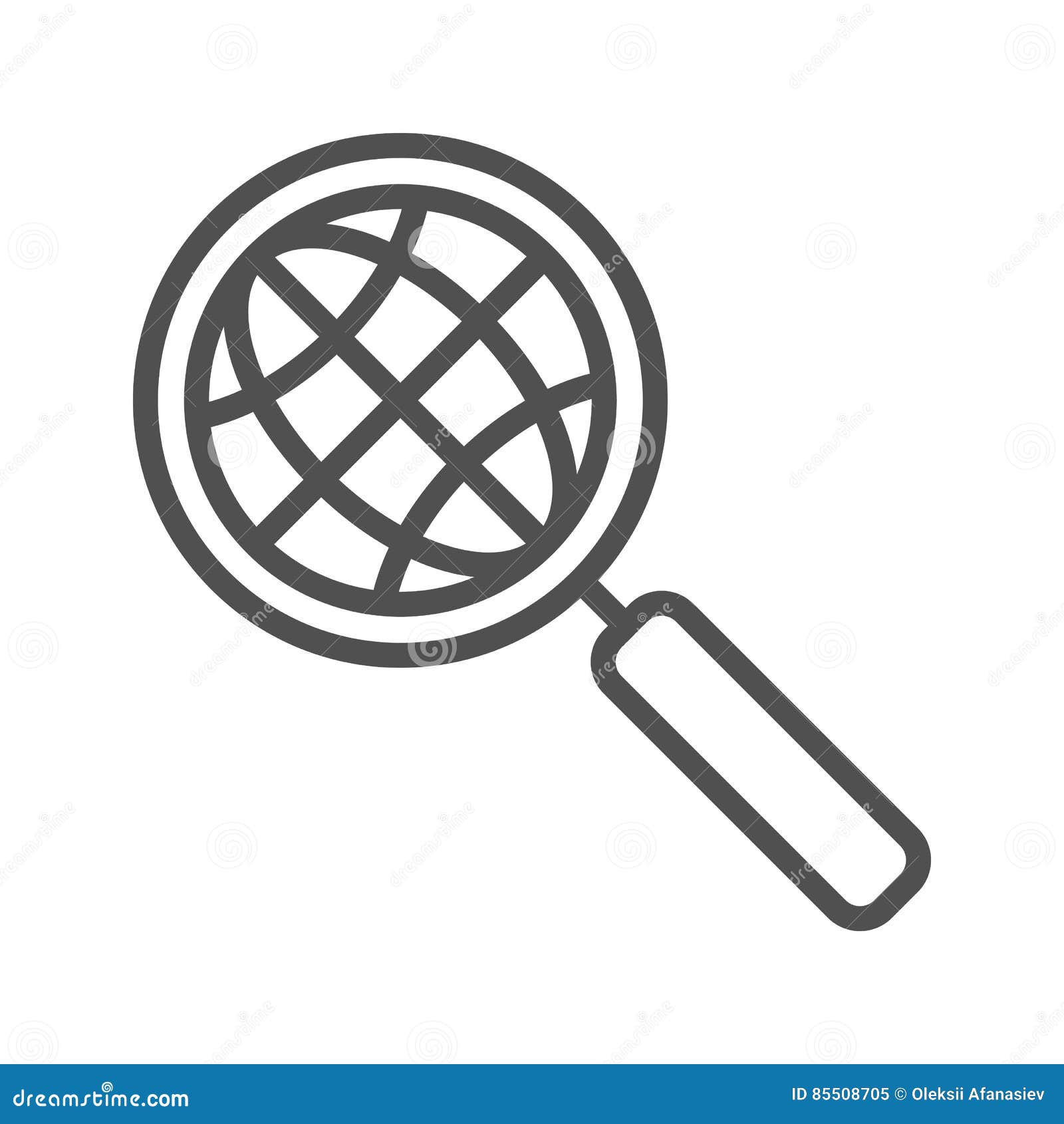 Globe Search Icons. Magnifying Glass Symbols. Black And White. Vector ...