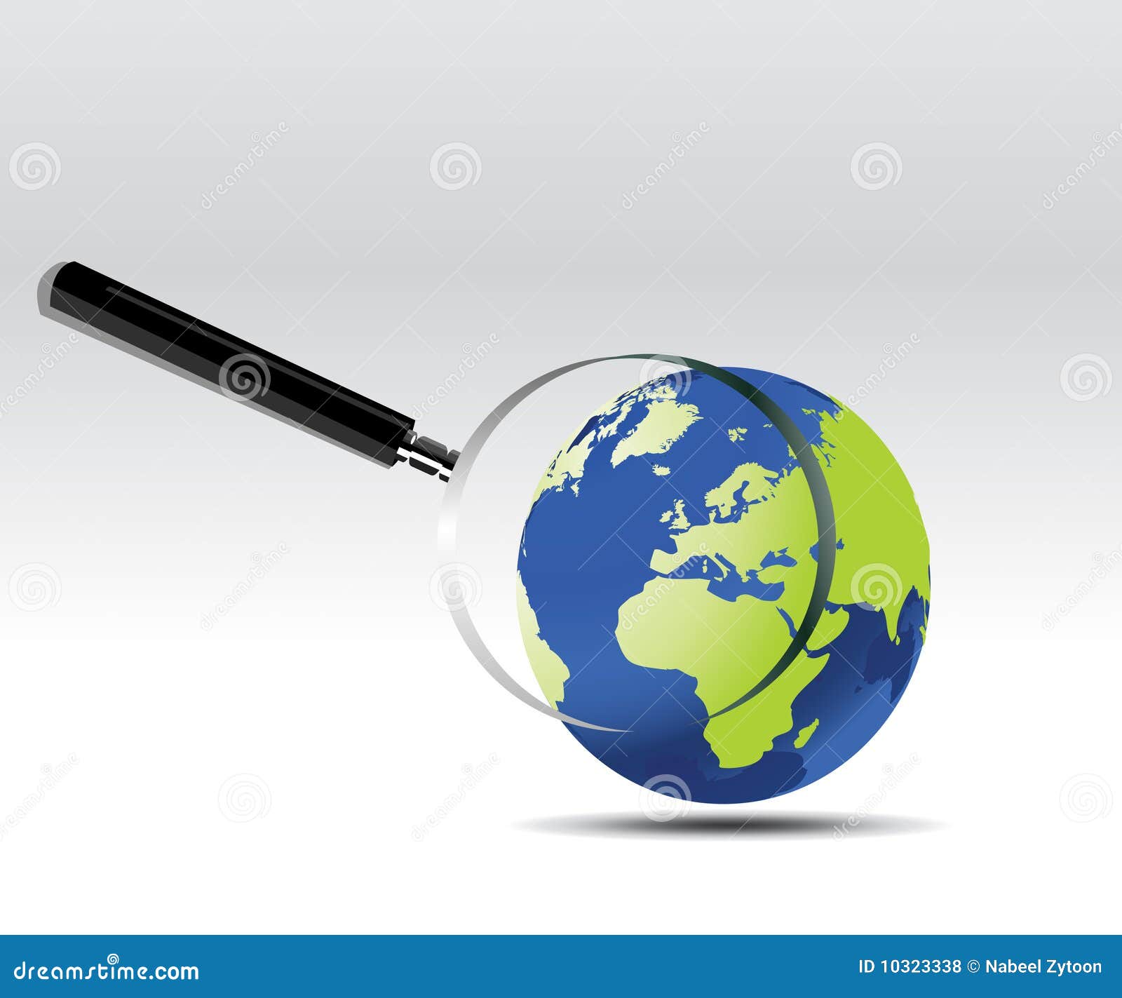 Globe Searching stock vector. Illustration of magnifier - 10323338