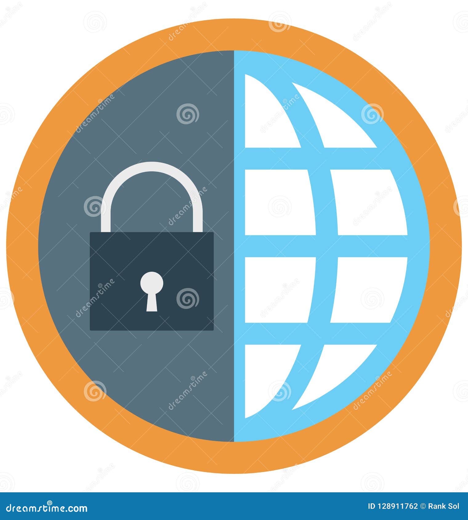 Globe Security Color Isolated Vector Icon that Easily Can Be Modified ...