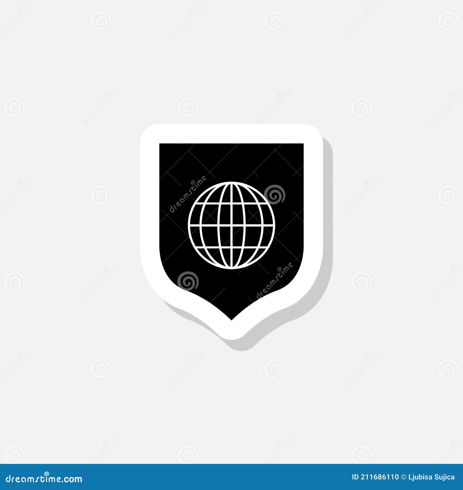 Globe Security Shield Sticker Icon Stock Vector - Illustration of ...