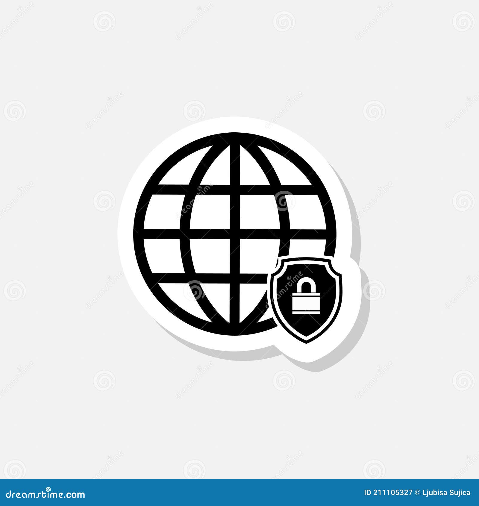Globe with Security Sticker Icon Stock Vector - Illustration of guard ...