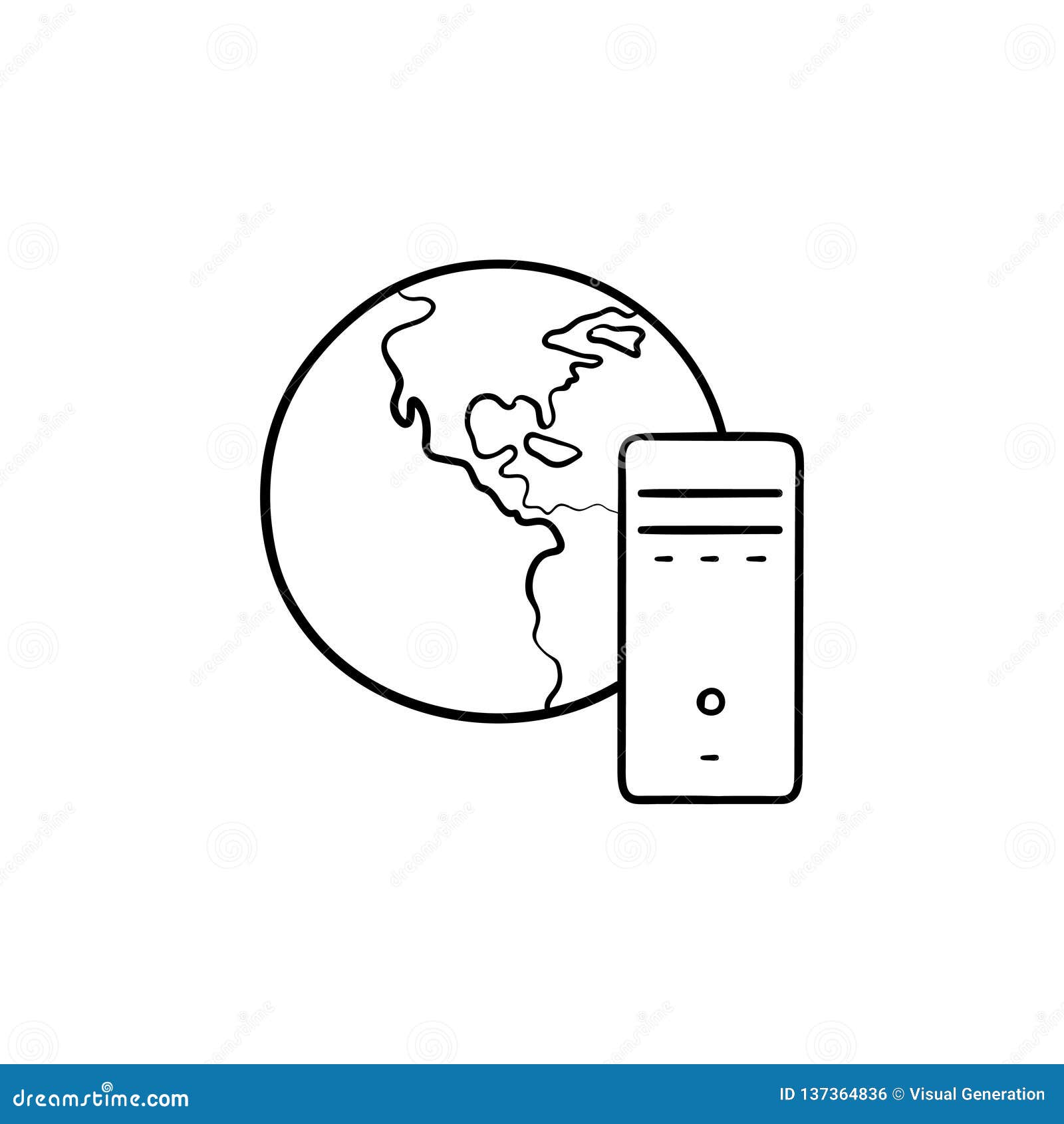 Globe and Server Hand Drawn Outline Doodle Icon. Stock Vector ... Globe and Server Hand Drawn Outline Doodle Icon. Stock Vector ...