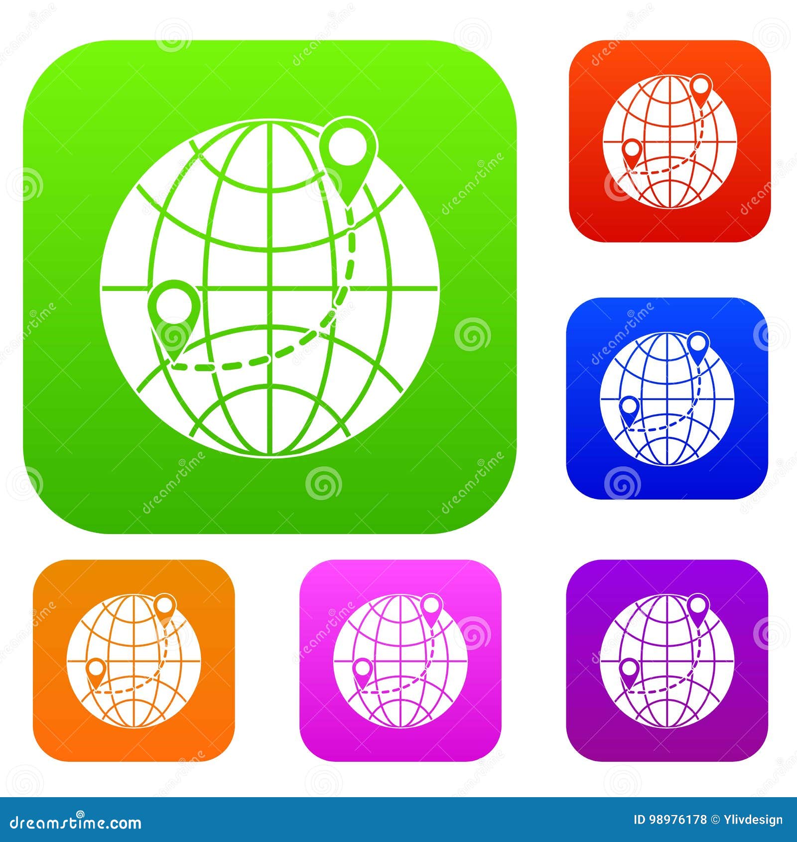Globe set collection stock vector. Illustration of green - 98976178