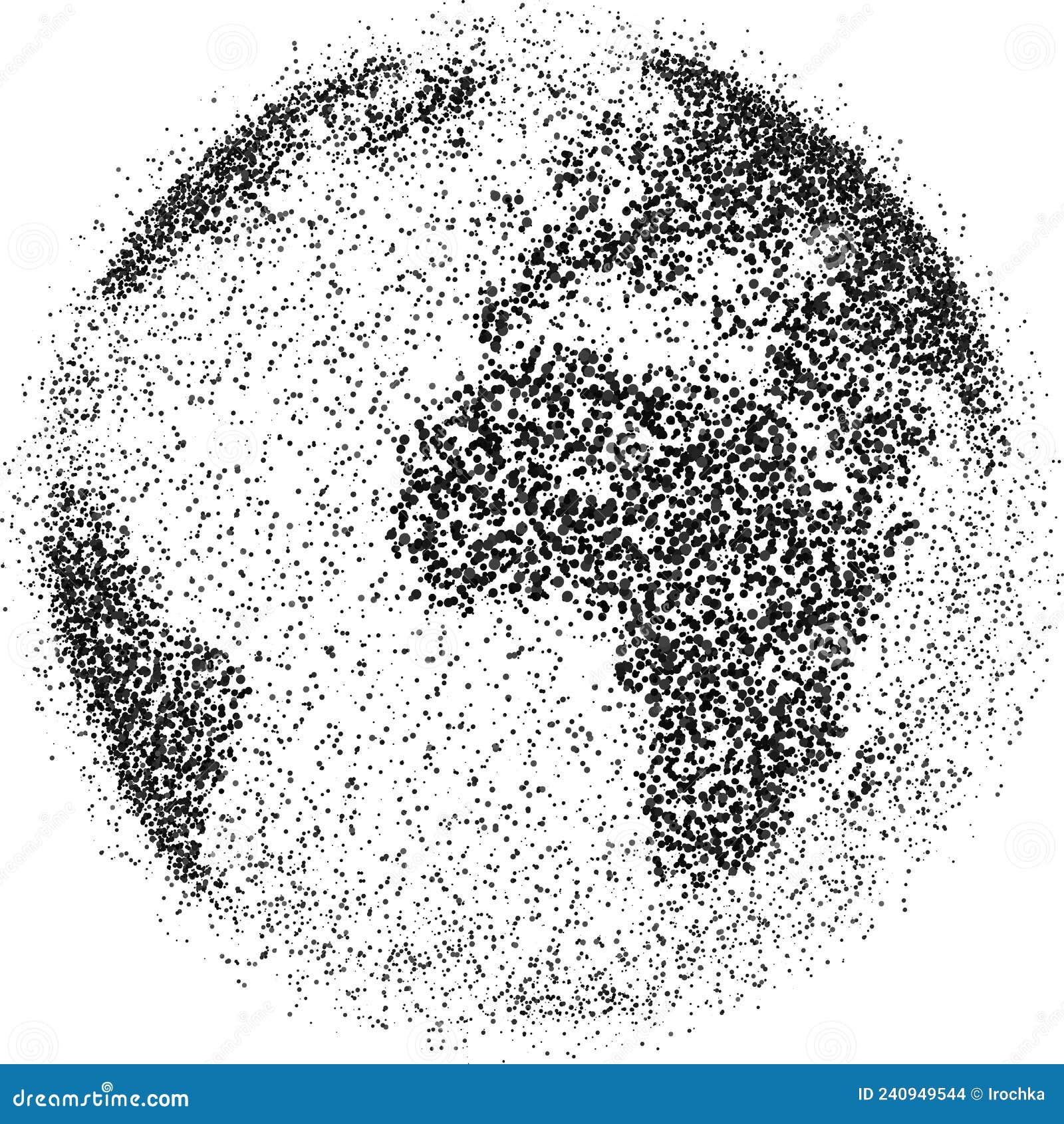 Globe Shape, World Map Created from Scattered Dots. Vector Illustration ...