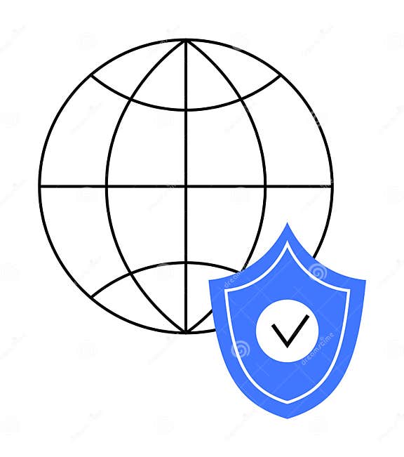Globe with Shield Icon Representing Global Security and Data Protection ...