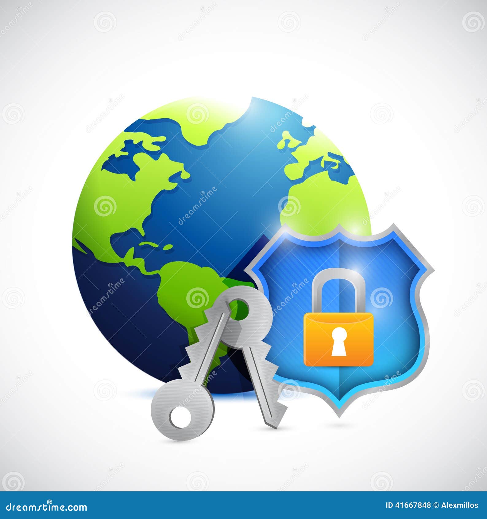Globe and Shield Security Illustration Design Stock Illustration ...