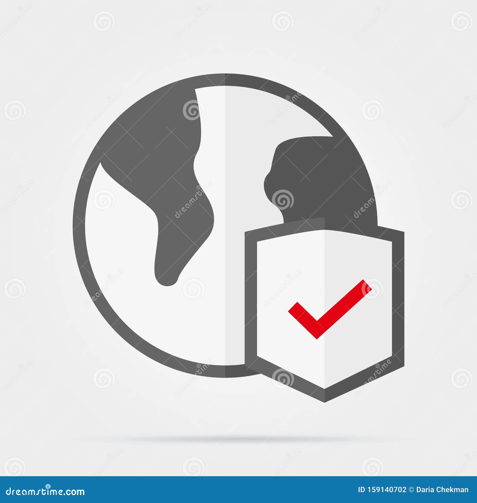 Globe and Shield Thin Line Icon. Planet with Shield Vector Illustration ...